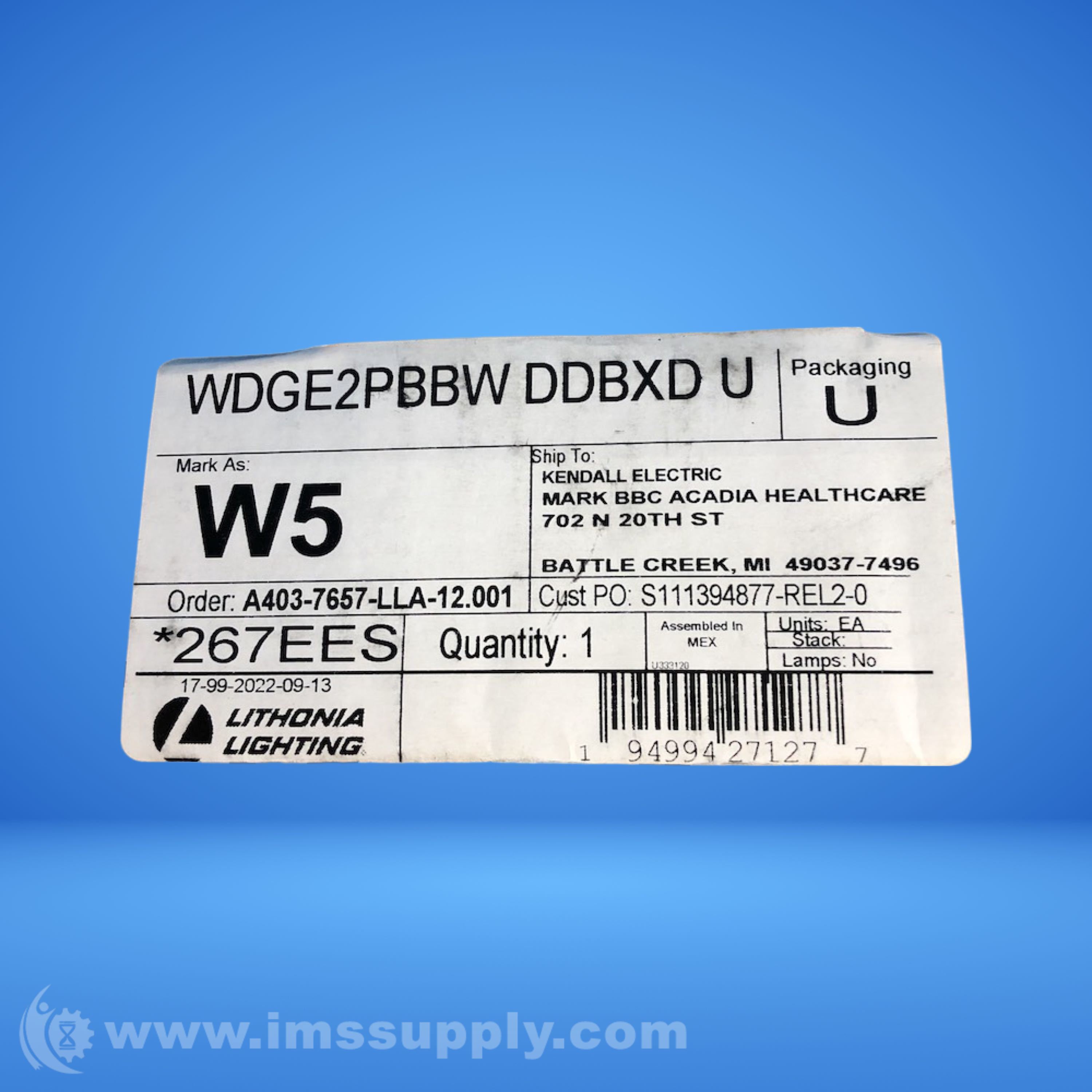 Lithonia Lighting WDGE2PBBW DDBXD U LED Wall Sconce Back Box - IMS Supply