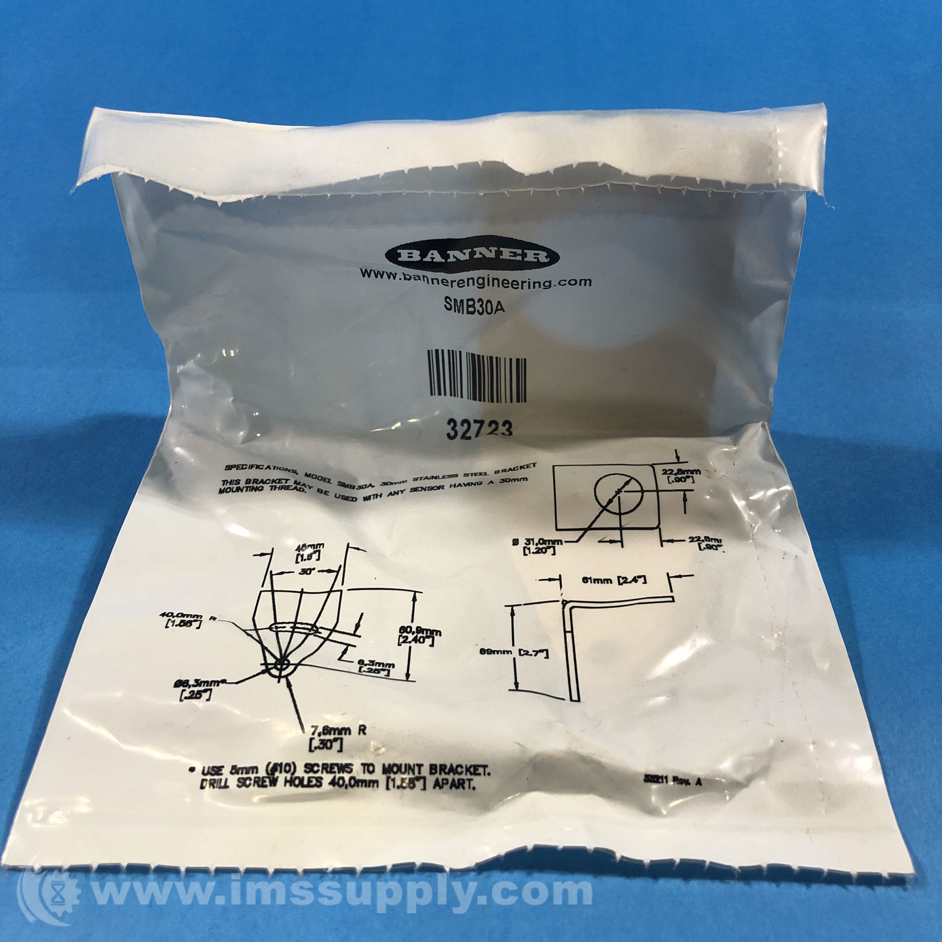 Banner 32723 SMB30A 30mm Stainless Steel Bracket - IMS Supply