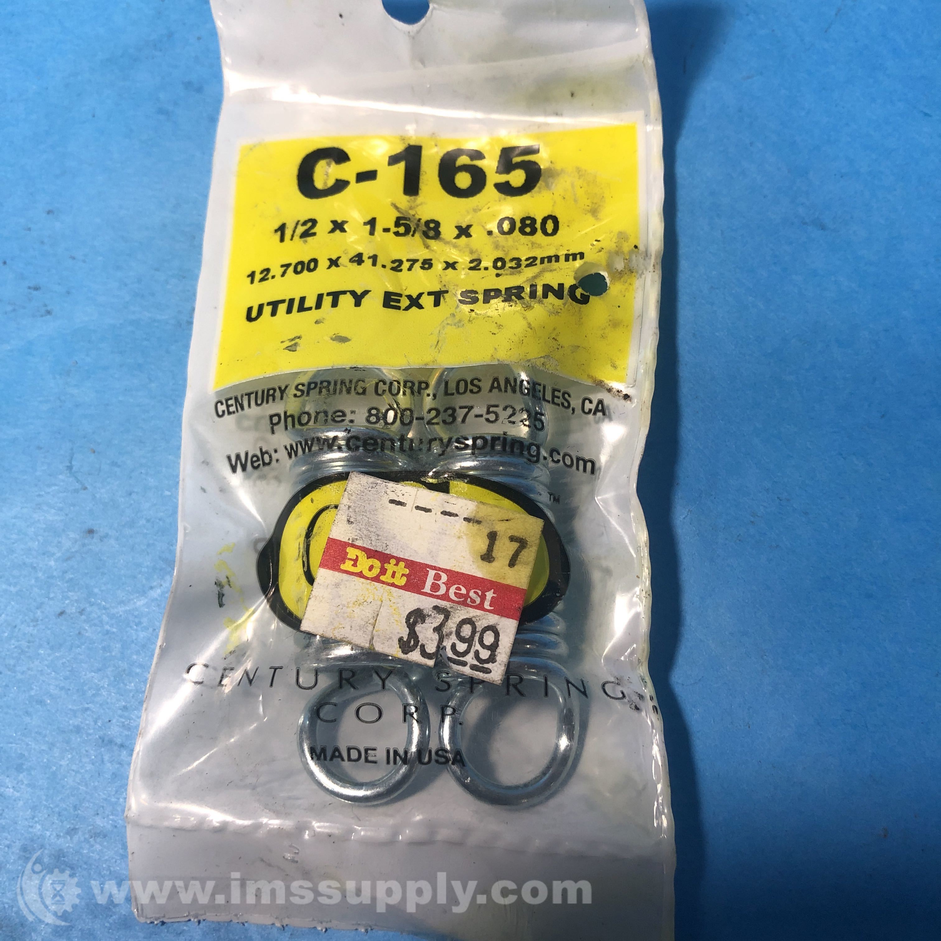 Century Spring C-165 Pack of 2 Extension Springs - IMS Supply