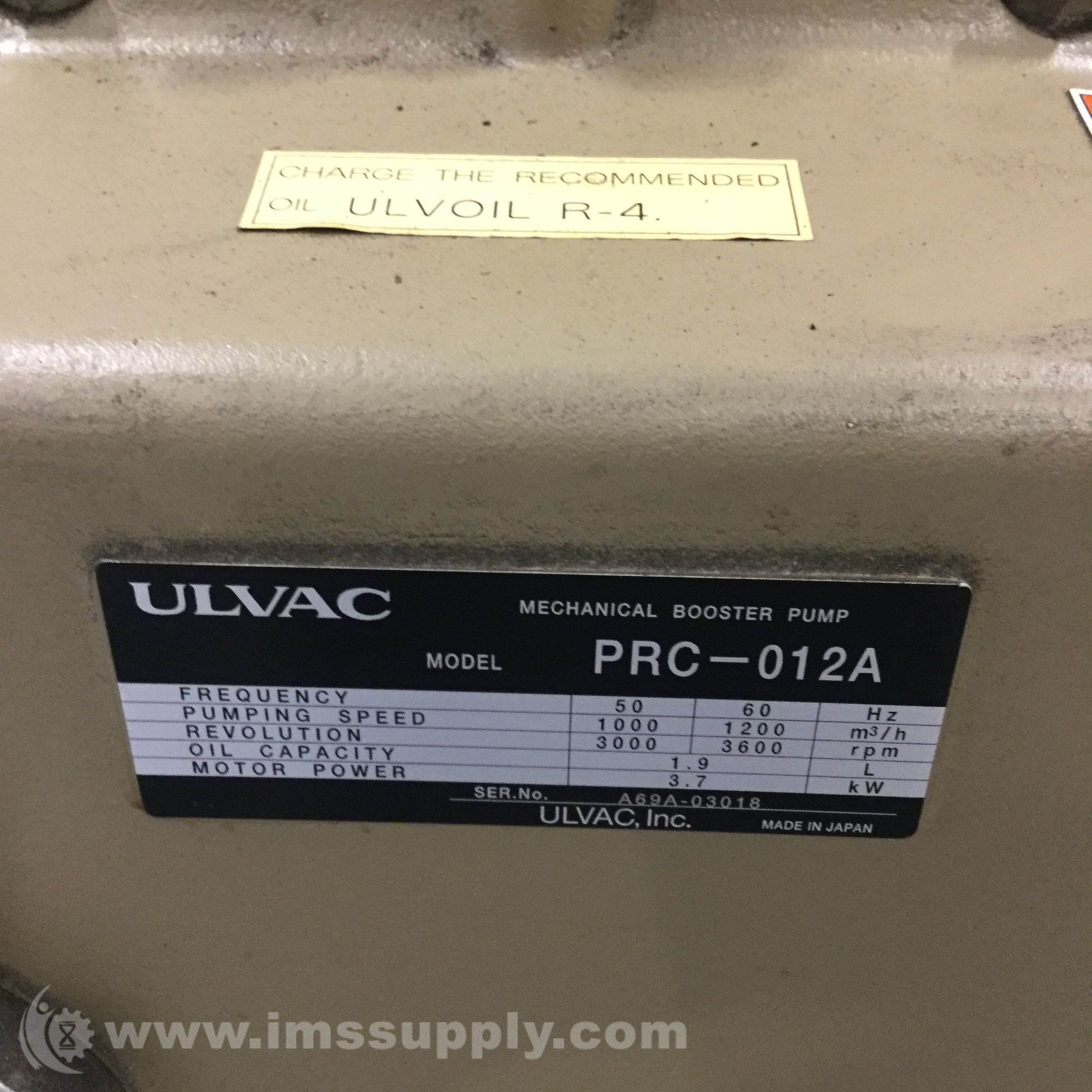 ULVAC PRC-012A Mechanical Booster Pump, PRC Series, Oil Free - IMS Supply