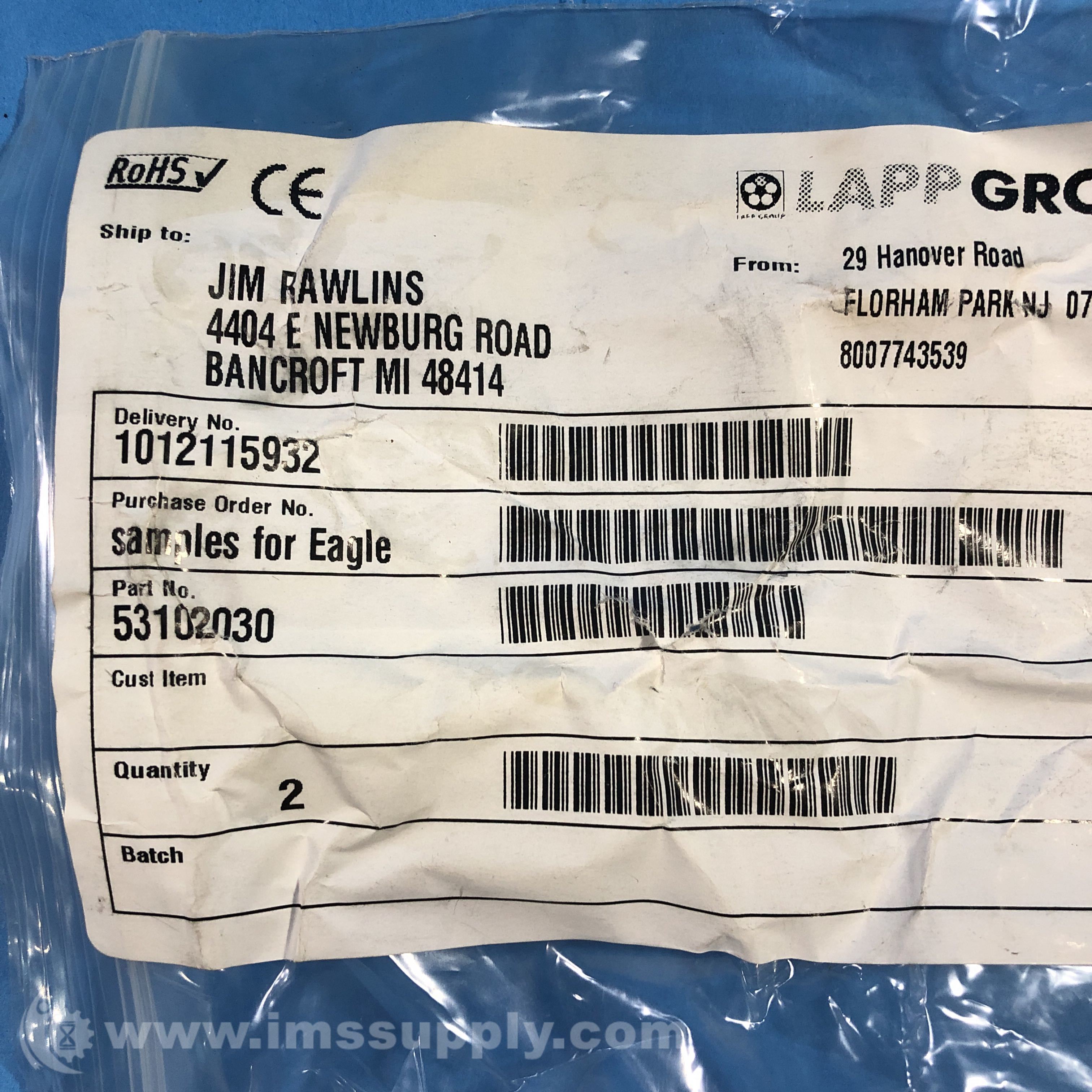 Lapp USA 53102030 Bag of 2 Black NBR Cable Gland O-Rings - IMS Supply