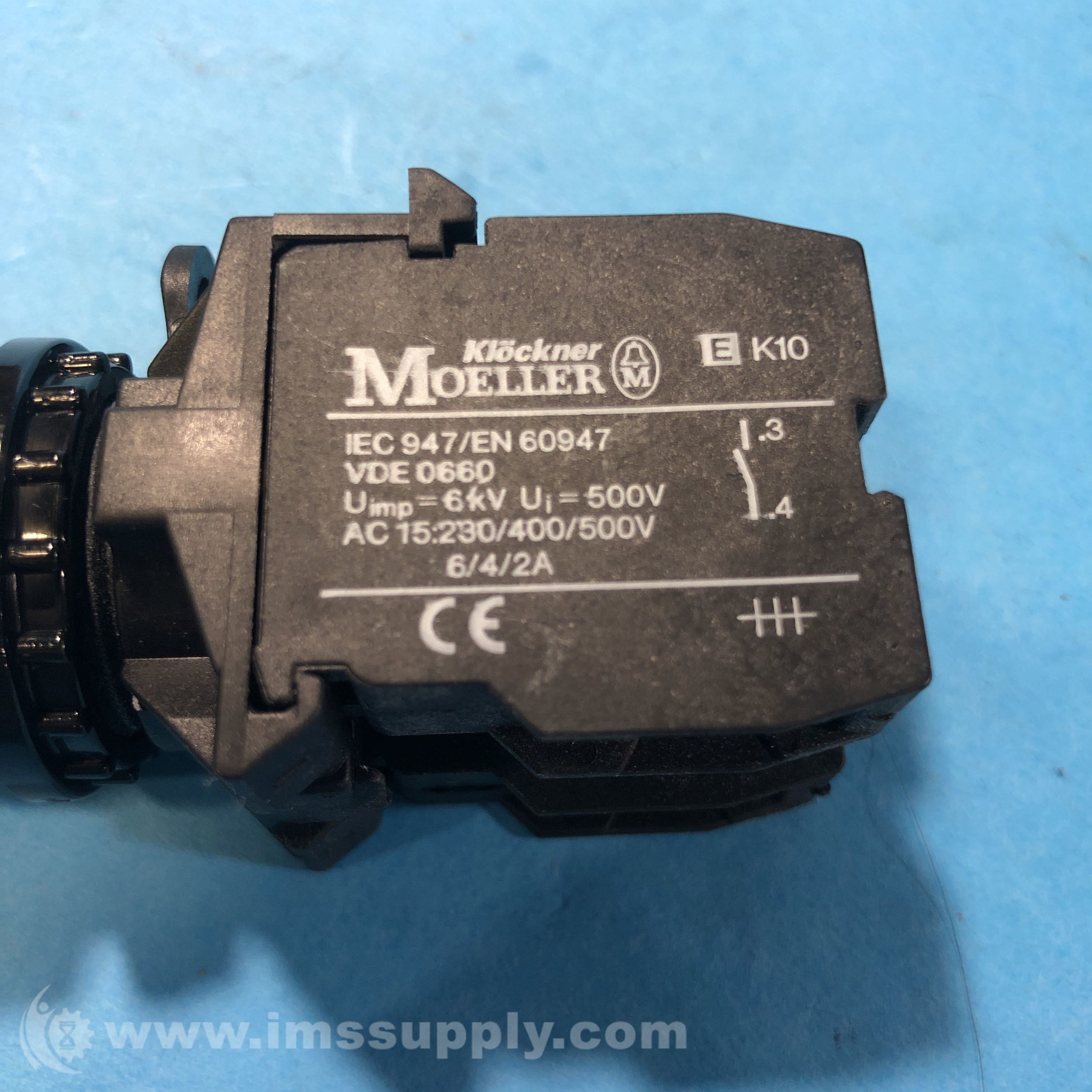 Moeller Electric M22-D-S-K11 Pushbutton Switch, 22mm, Black - IMS Supply
