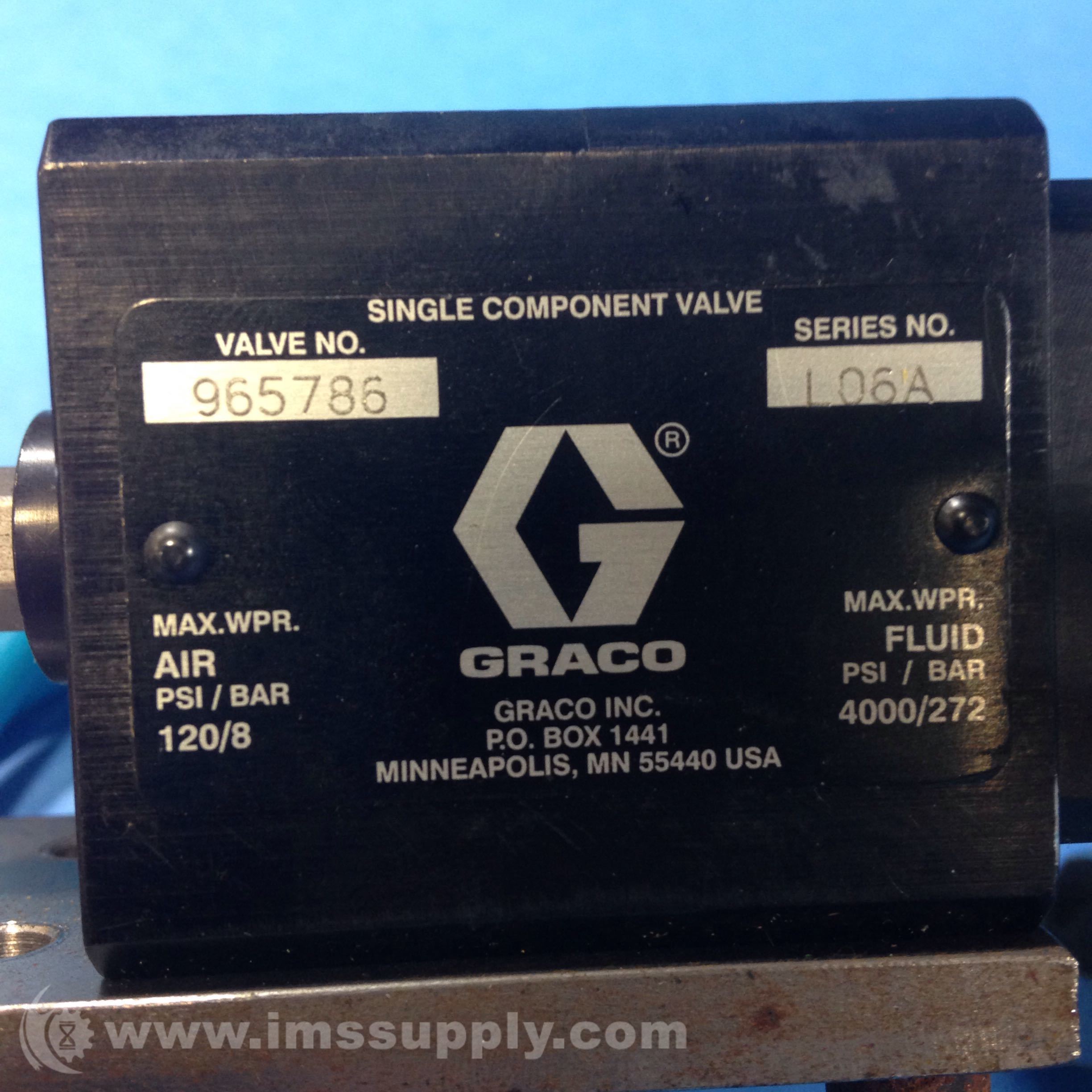 Graco 965786 Single Component Valve - IMS Supply
