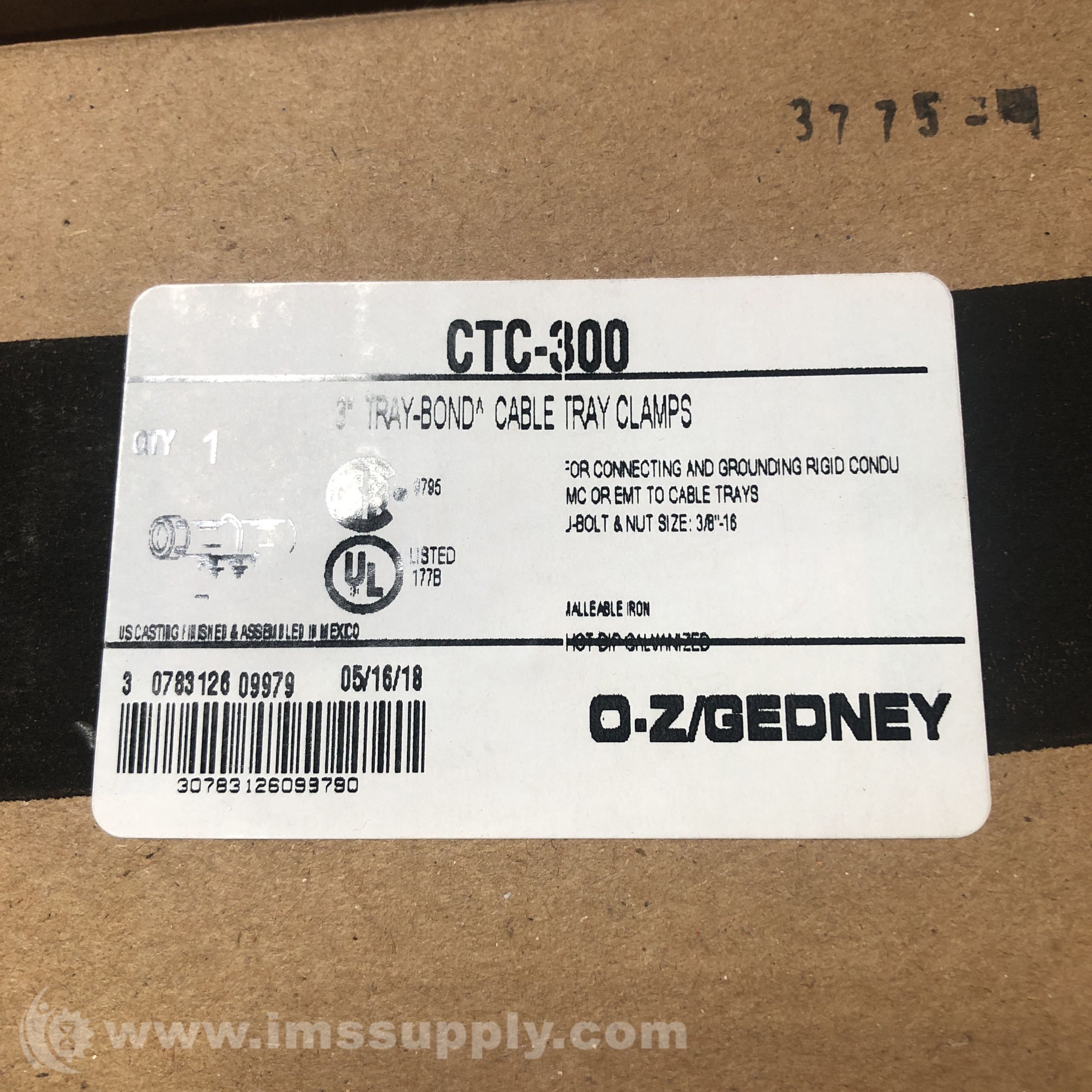 OZ Gedney CTC-300 Cable Tray Clamp - IMS Supply