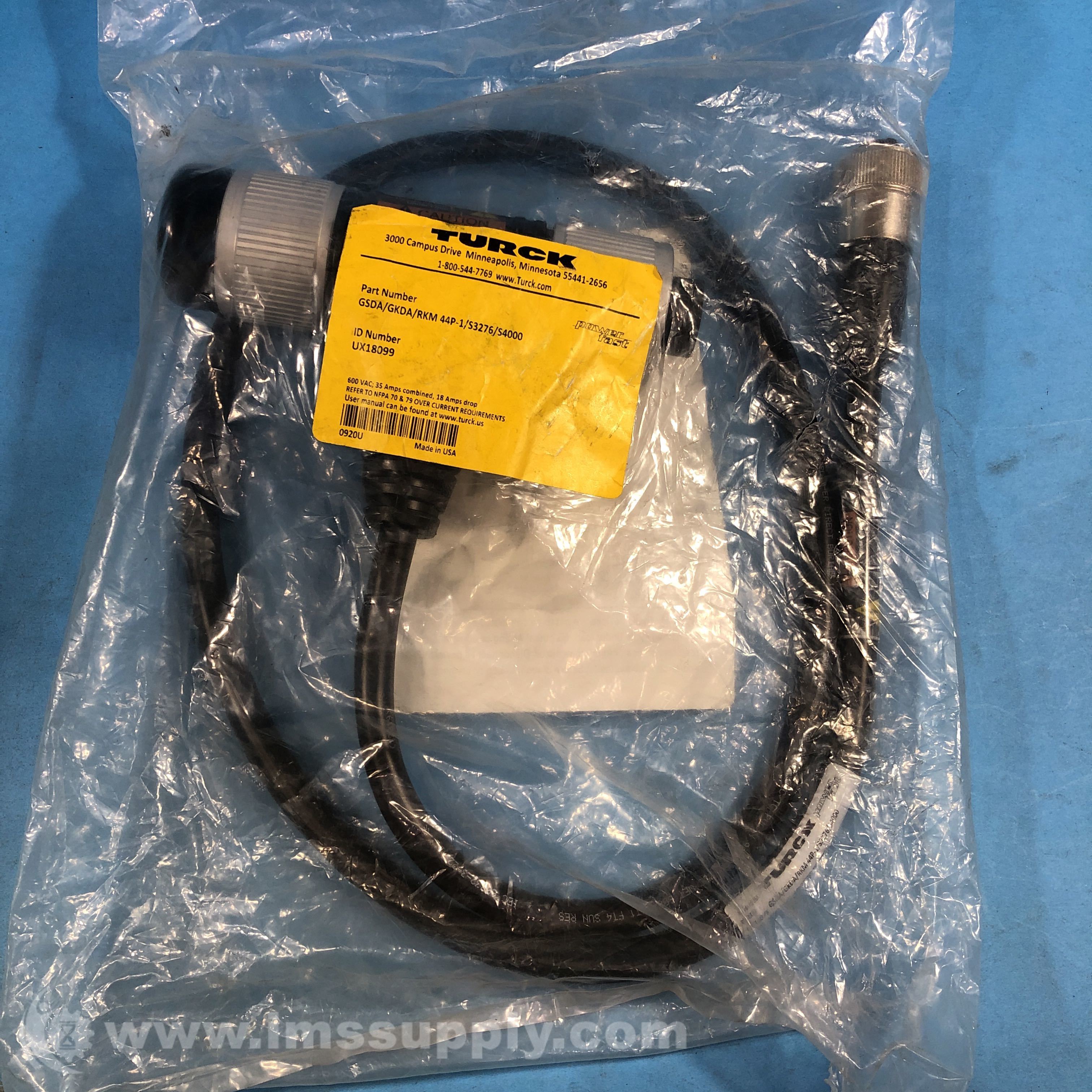 Turck GSDA/GKDA/RKM 44P-1/S3276/S4000 UX18099 Powerfast Tee Cable - IMS ...