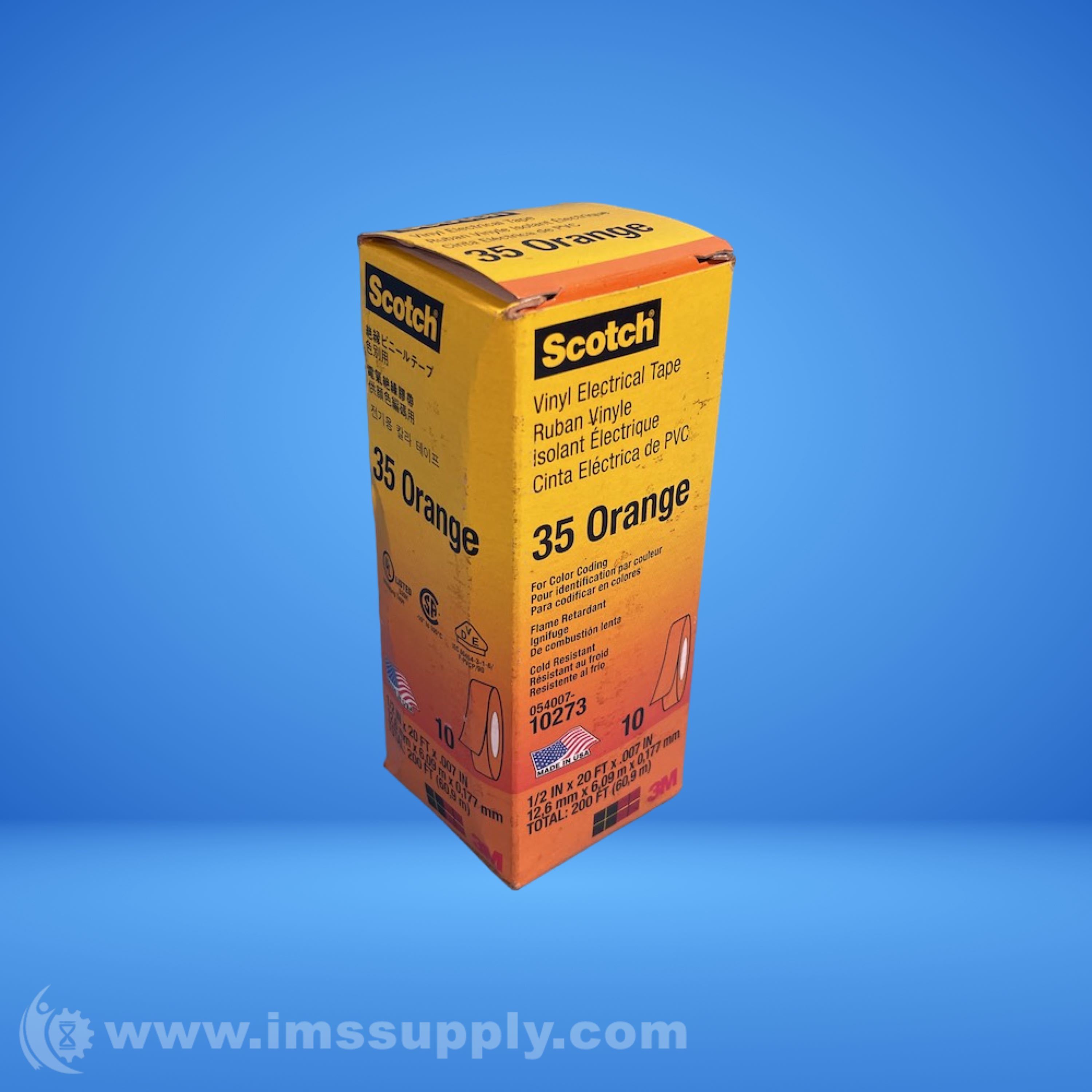 3M Scotch 35 Color Orange Vinyl Electrical Tape Box of 10 - IMS Supply
