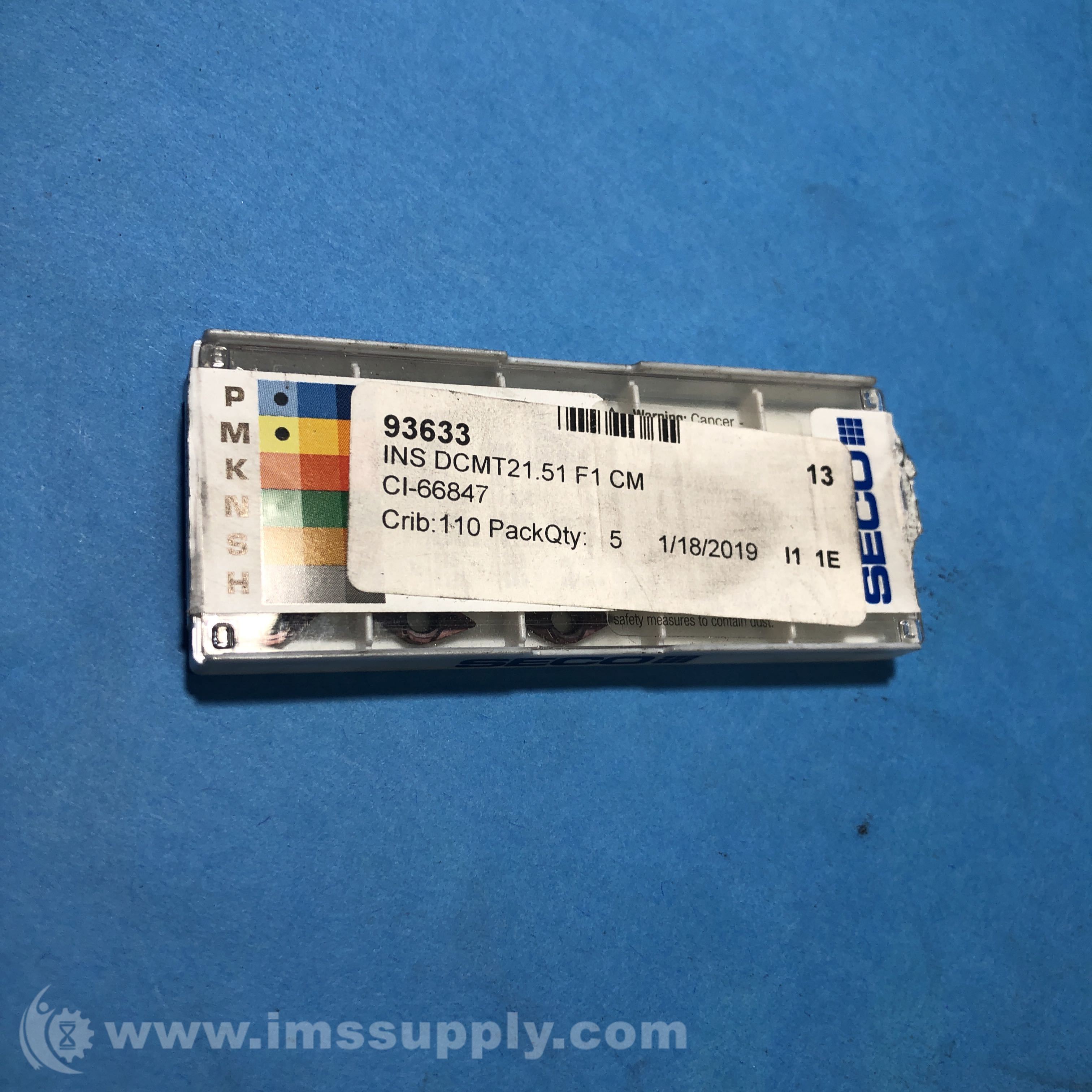 Seco Tools INS DCMT21.51-F1 CM Pack of 5 Carbide Inserts - IMS Supply