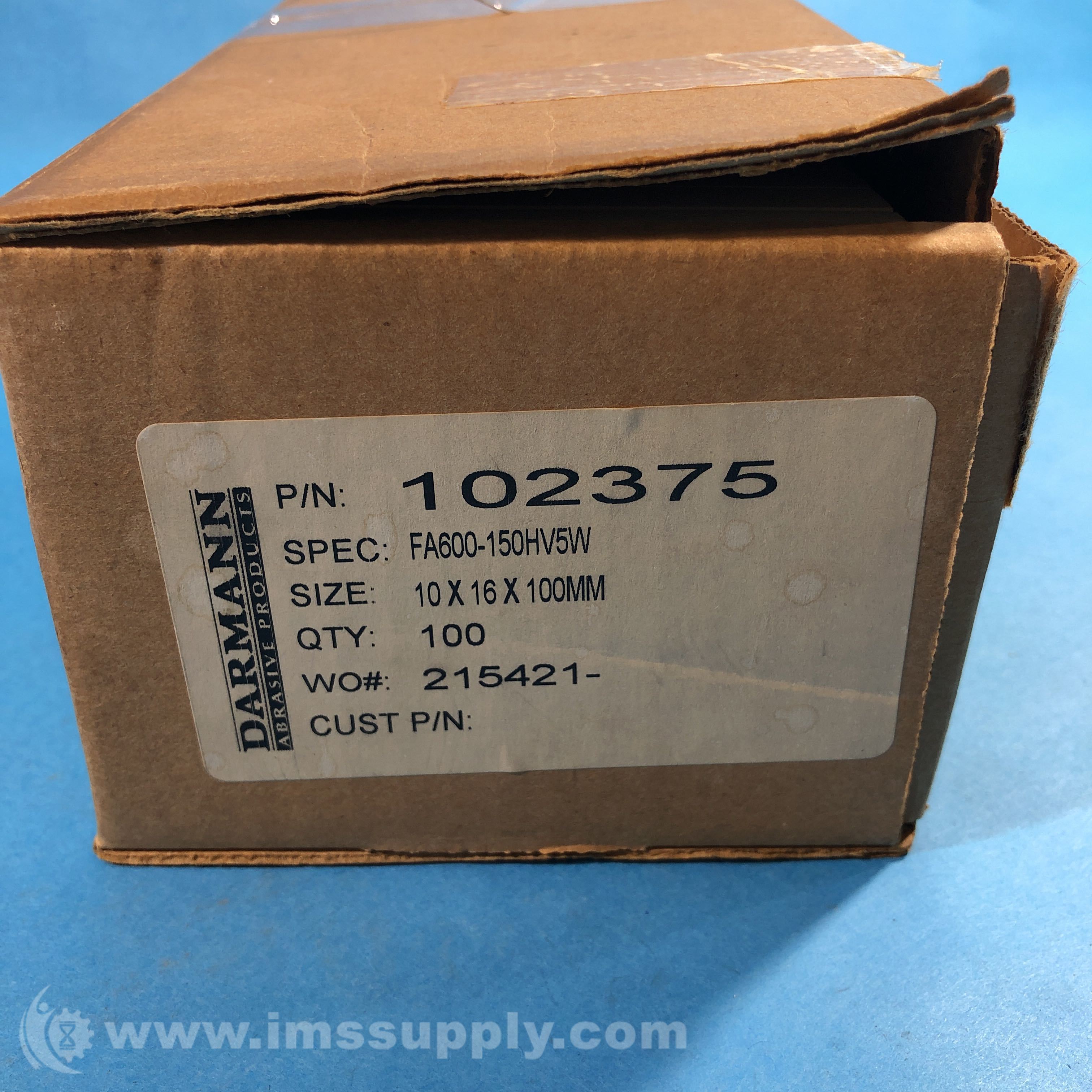 Darmann Abrasive Products 102375 Box of 100 Finish Stones - IMS Supply