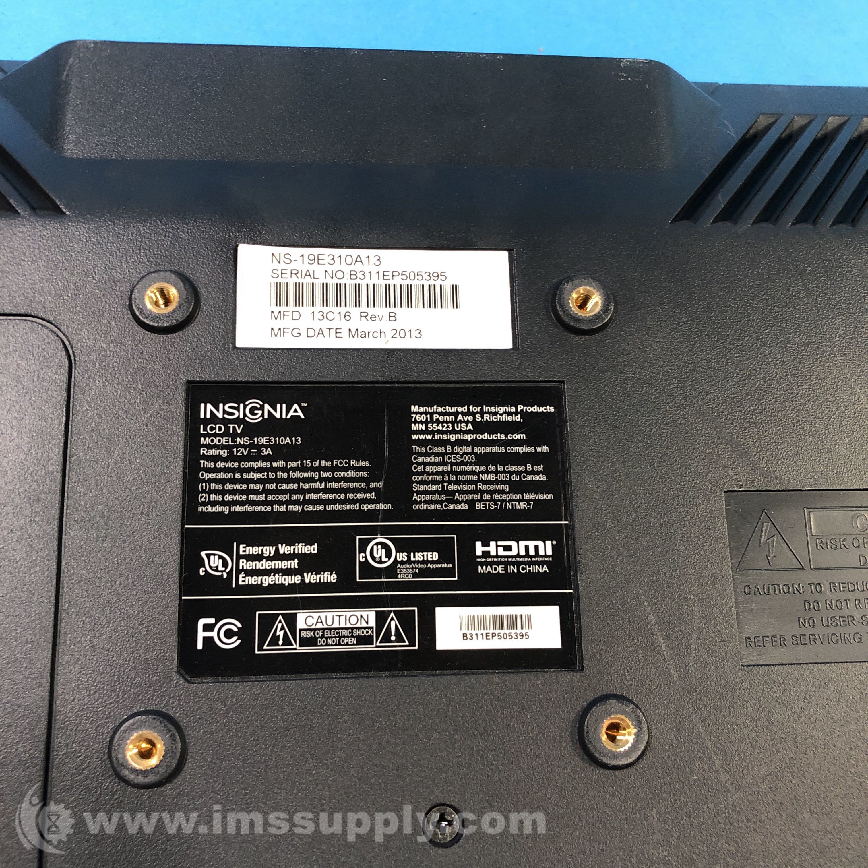 Insignia NS-19E310A13 19 Class (18-1/2 Diag.), LED, 720p - IMS Supply