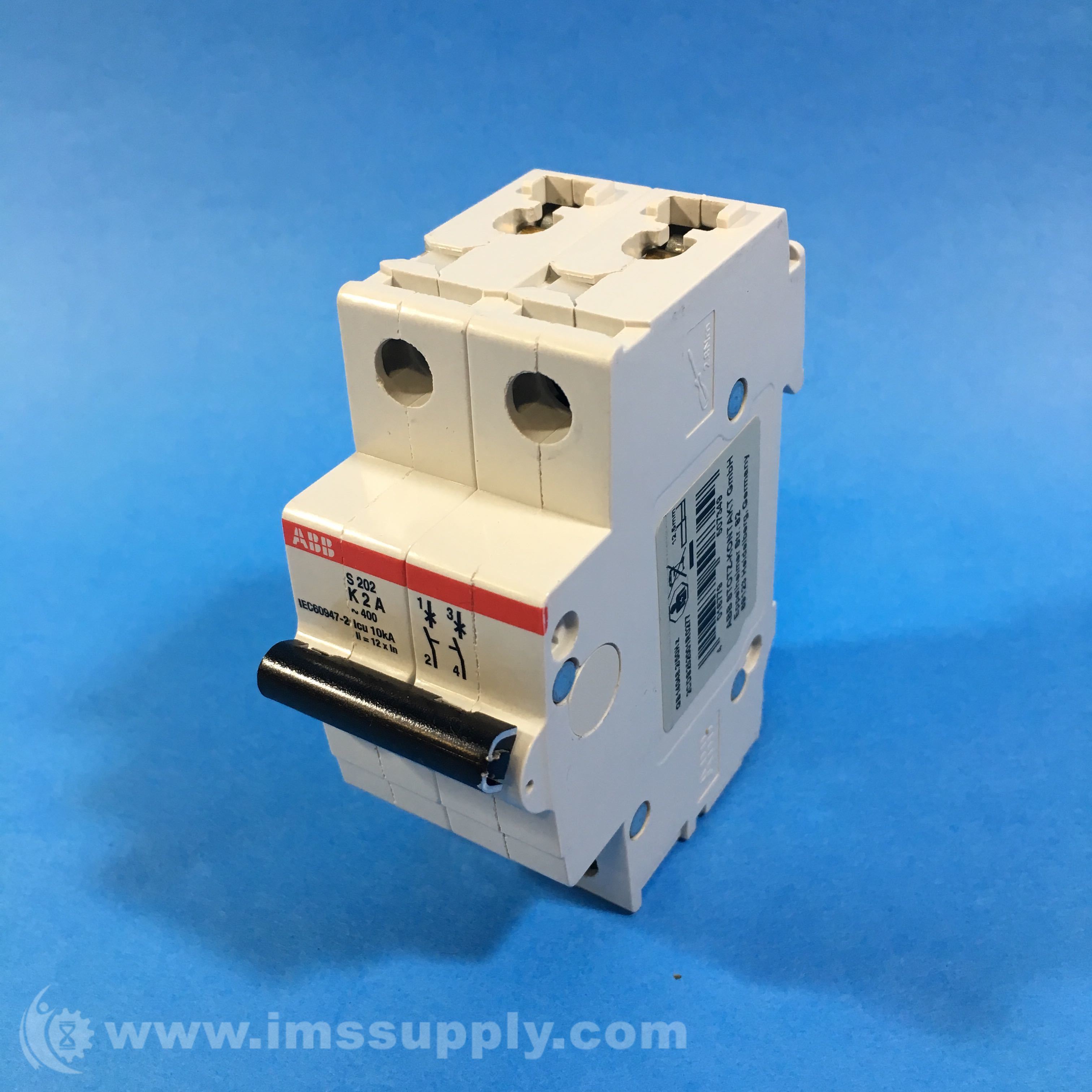 ABB S202-K2 Supplementary Circuit Breaker, K Curve, 2-Pole - IMS Supply