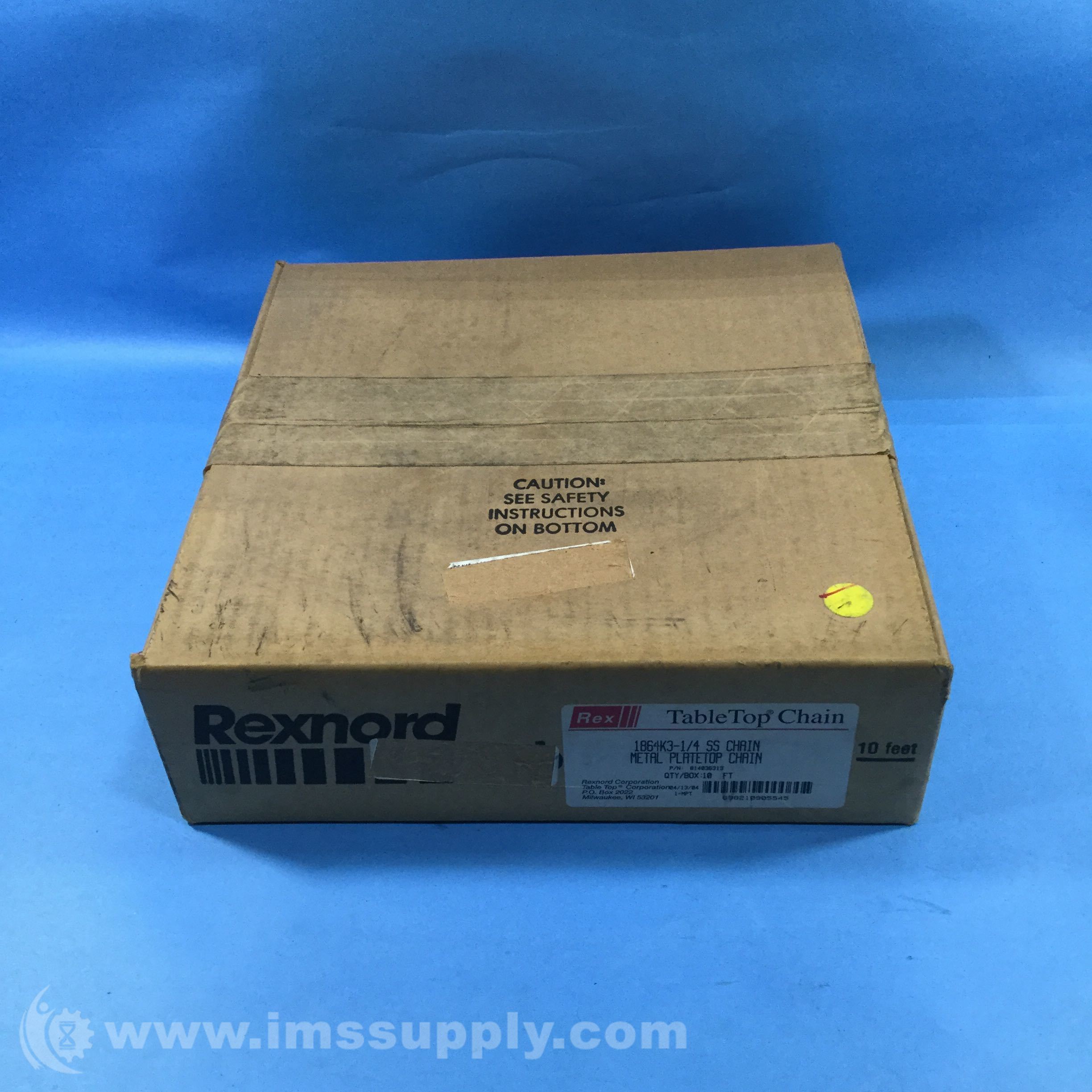 Rexnord 1864K3-1/4 SS CHAIN Metal Platetop Chain SS, 814036313 - IMS Supply