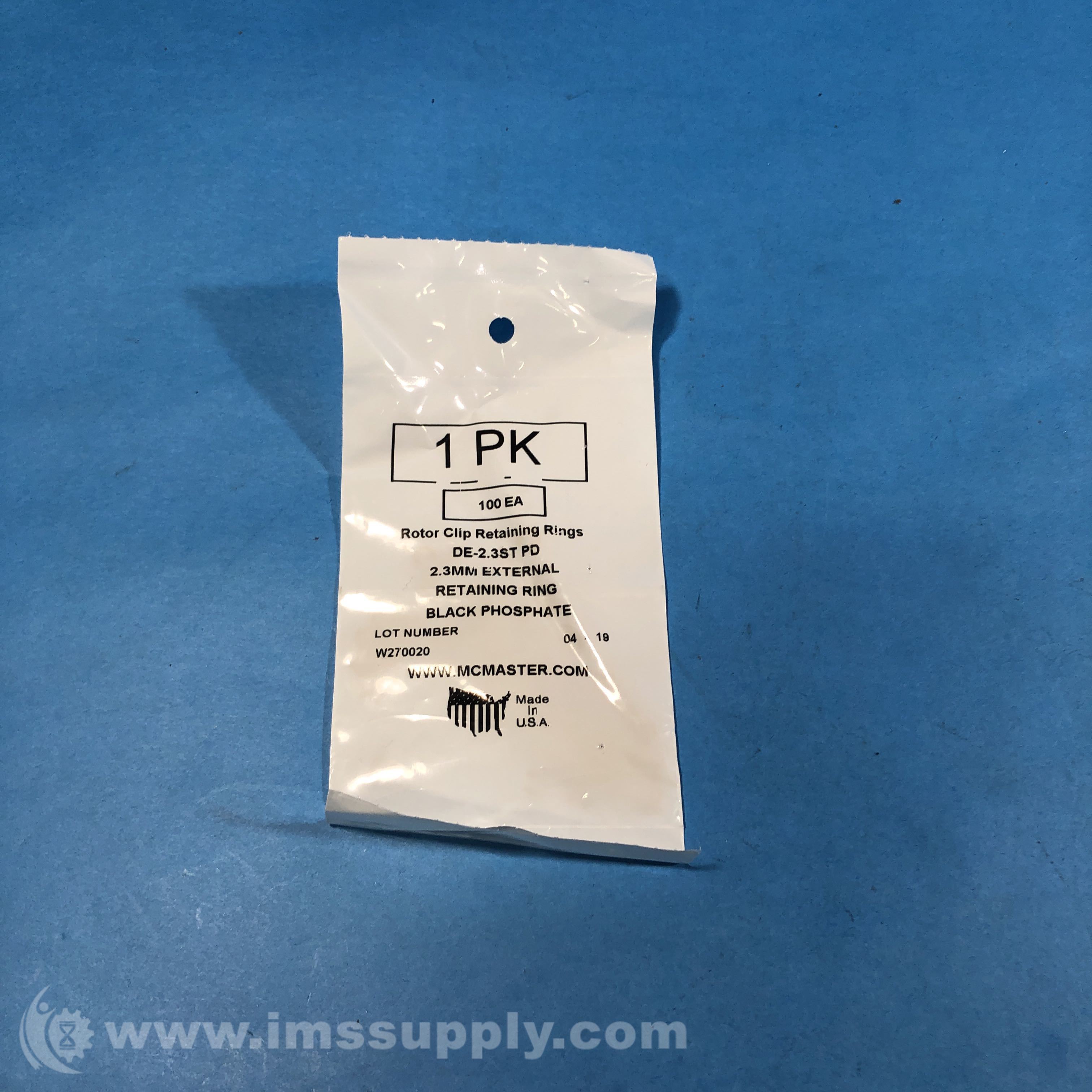McMaster-Carr DE-2.3ST PD Bag of 100 External Retaining Rings - IMS Supply