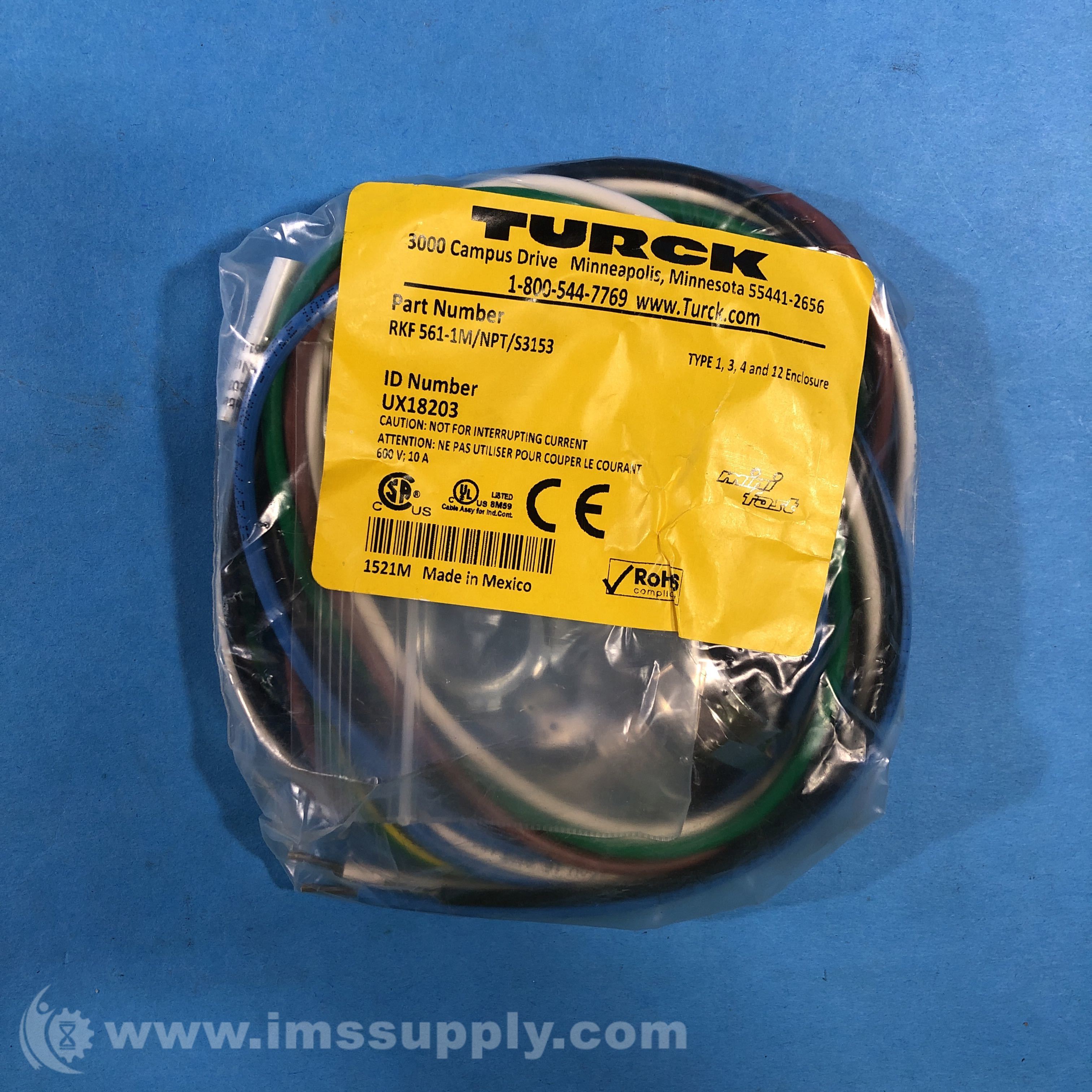 Turck RKF 561-1M/NPT/S3153 Receptacle Connector - IMS Supply