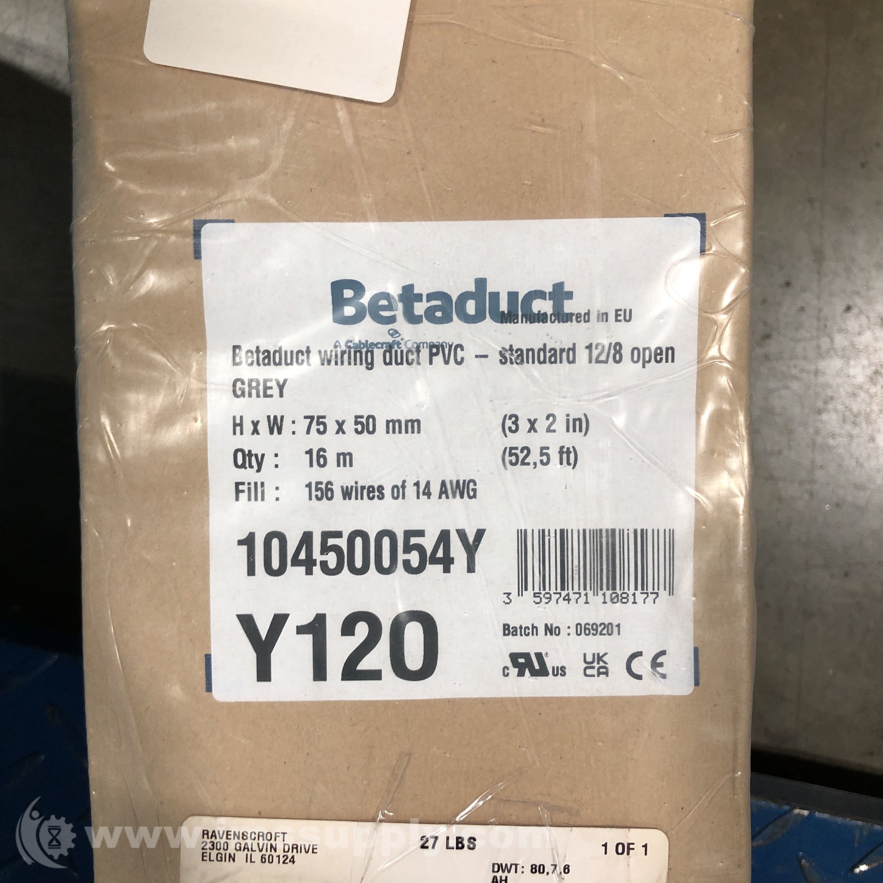 Betaduct 10450054Y Box of 16 Open Slot Duct, PVC, Gry, 75x50mm - IMS Supply