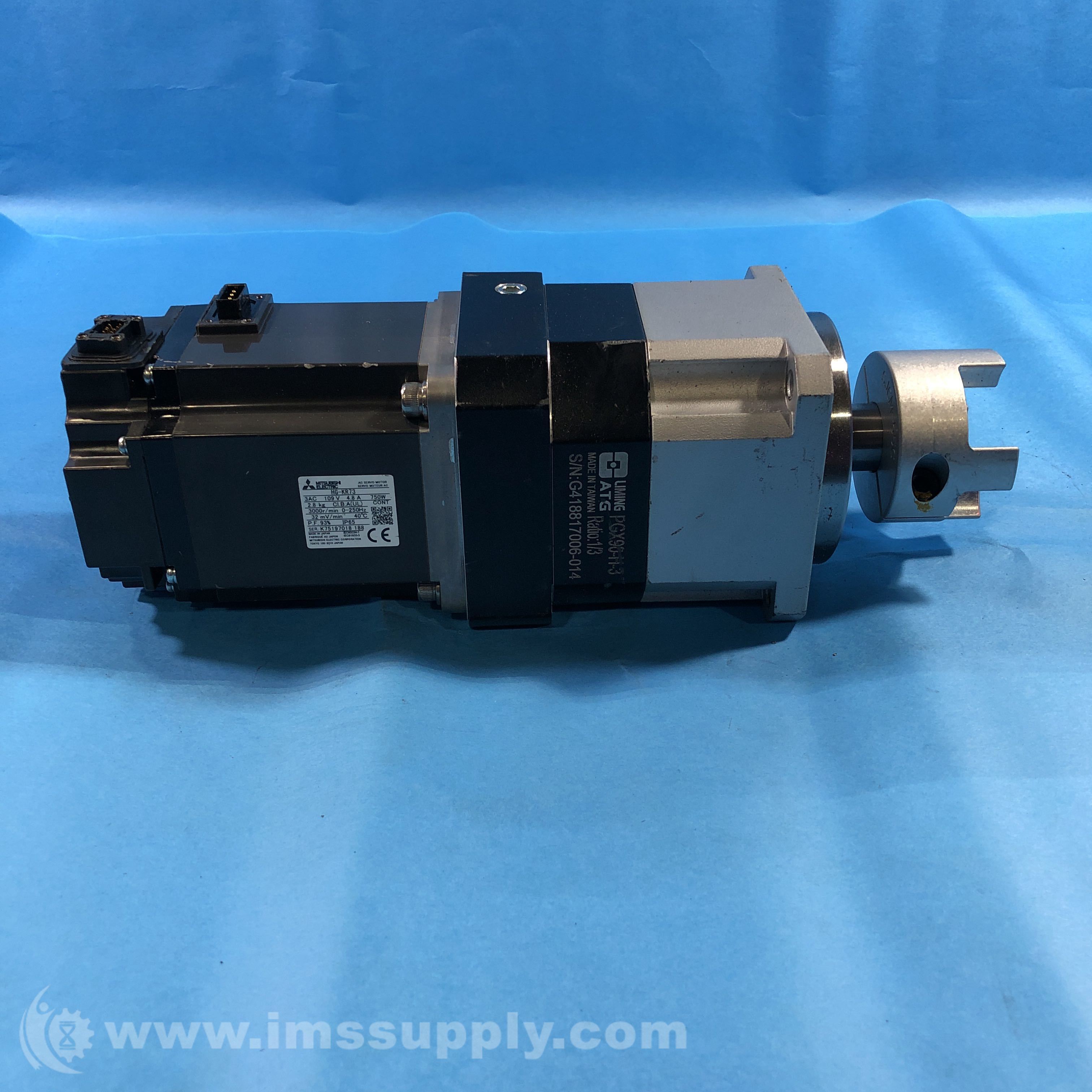 Mitsubishi HG-KR73 AC Servo Motor, 3AC 109V 750W 3000RPM - IMS Supply
