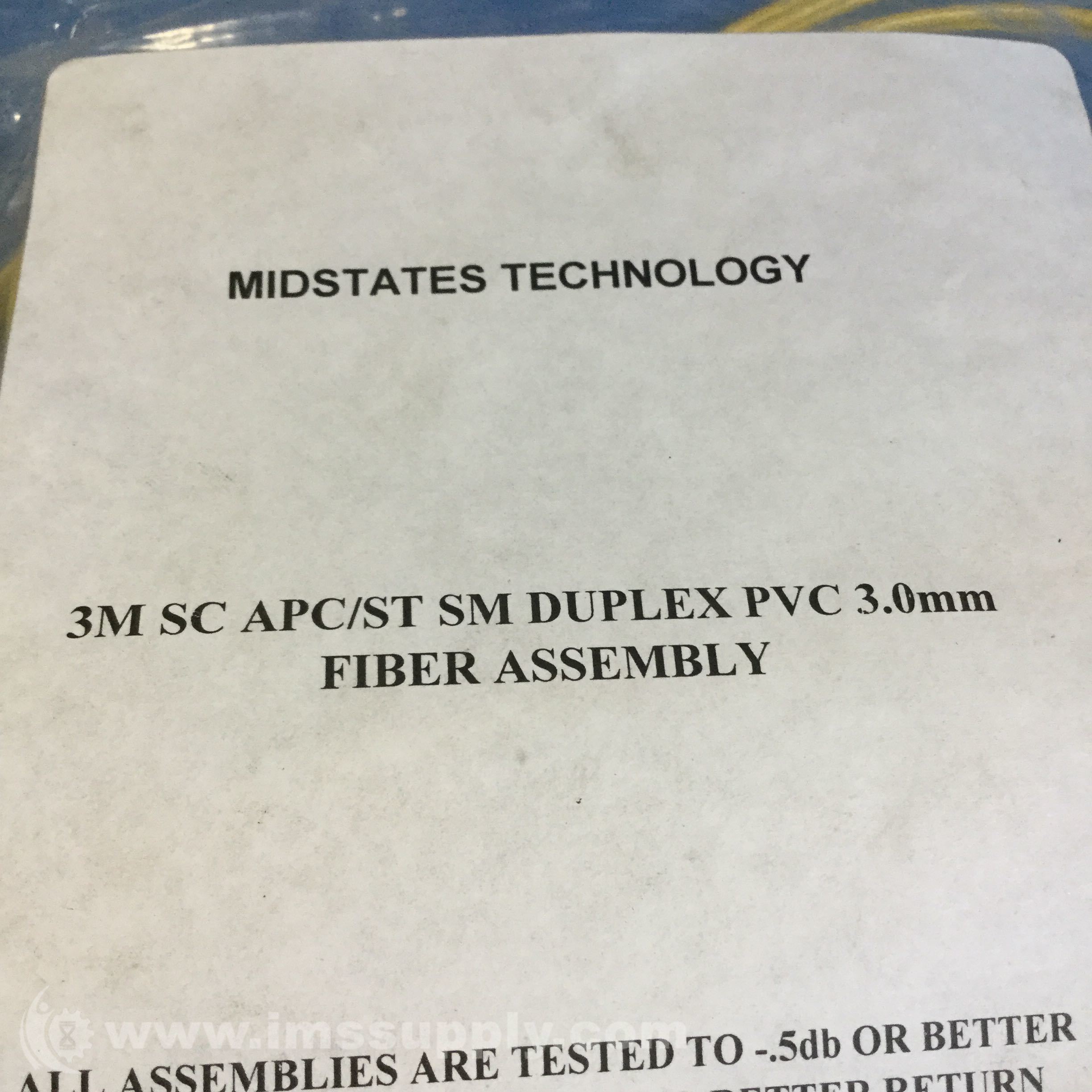 3M SC APC/ST SM Duplex PVC 3.0mm Fiber Assembly - IMS Supply