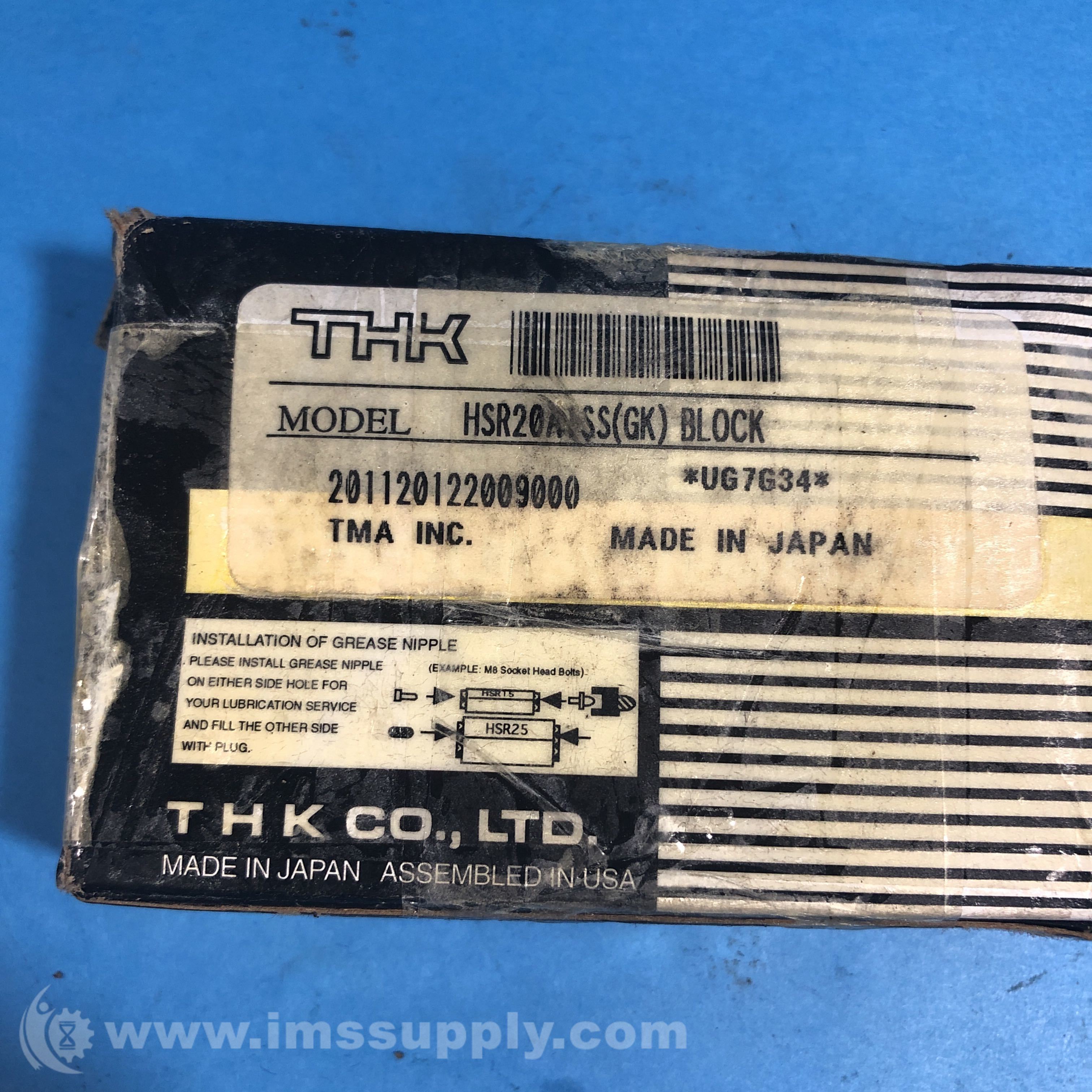 THK HSR20A1SS(GK) BLOCK Linear Guide Carriage Profile Rail - IMS Supply