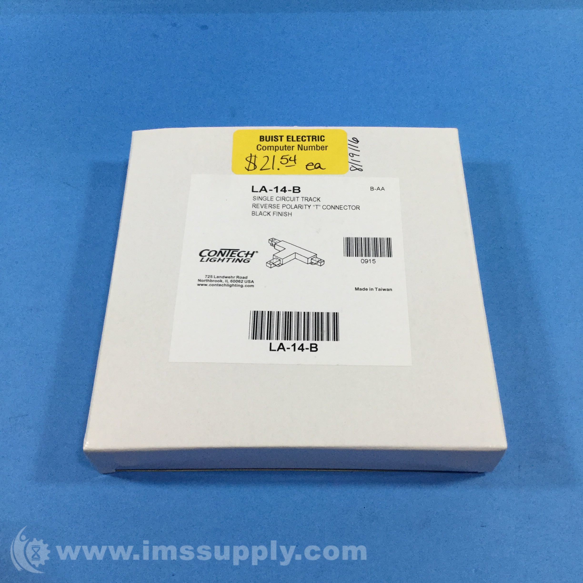ConTech Lighting LA-14-B 1-Circuit Track T Connector - IMS Supply