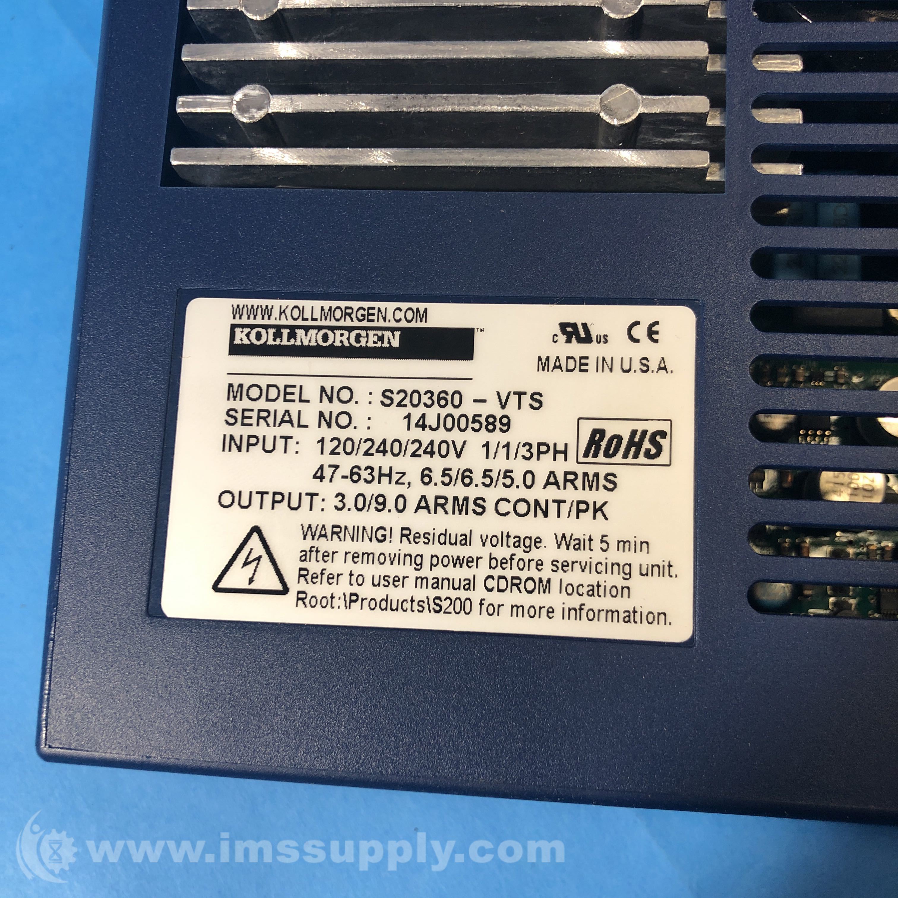 Kollmorgen S20360-VTS S200 Servo Drive - IMS Supply