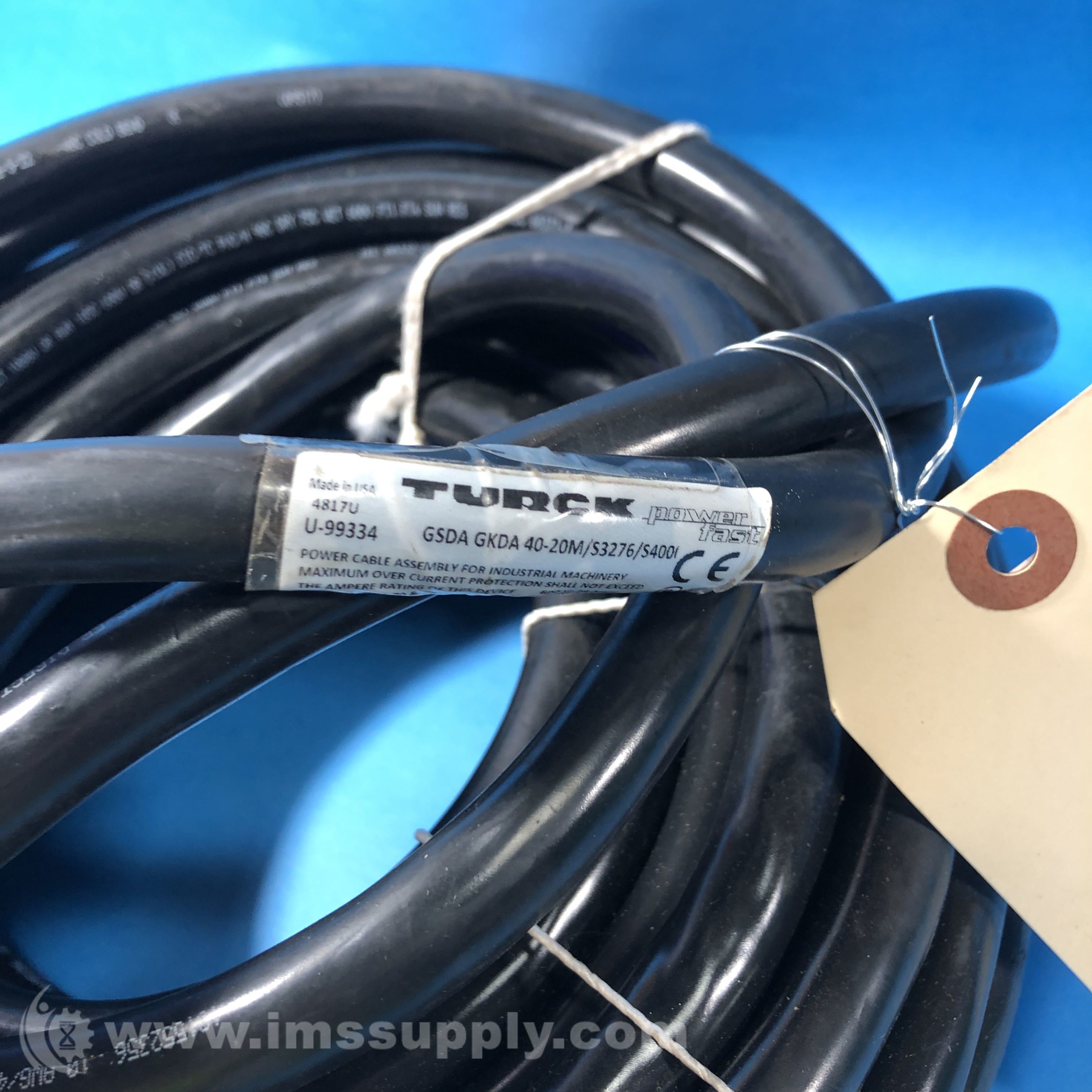 Turck GSDA GKSDA 40-20M/S3276/S4000 Powerfast Double-end Cord - IMS Supply