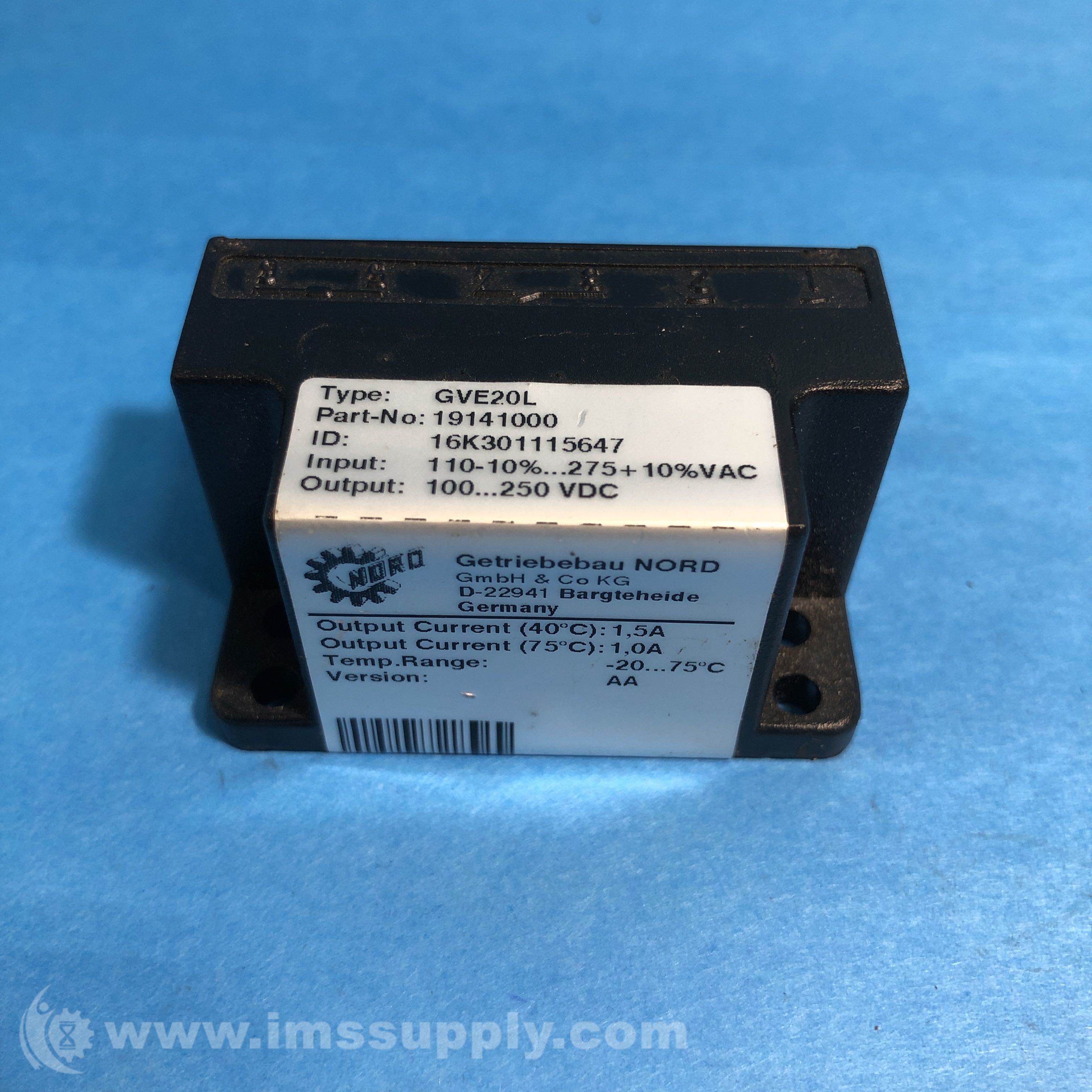 Nord 19141000 GVE20L Motor Brake Rectifier Module - IMS Supply