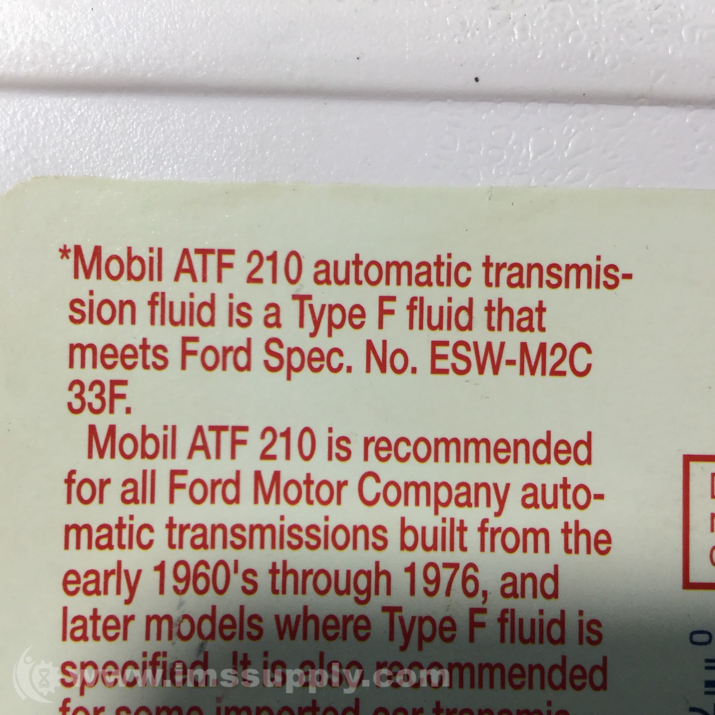 Mobil ATF 210 Automatic Transmission Fluid, Type F, 1 Quart - IMS Supply