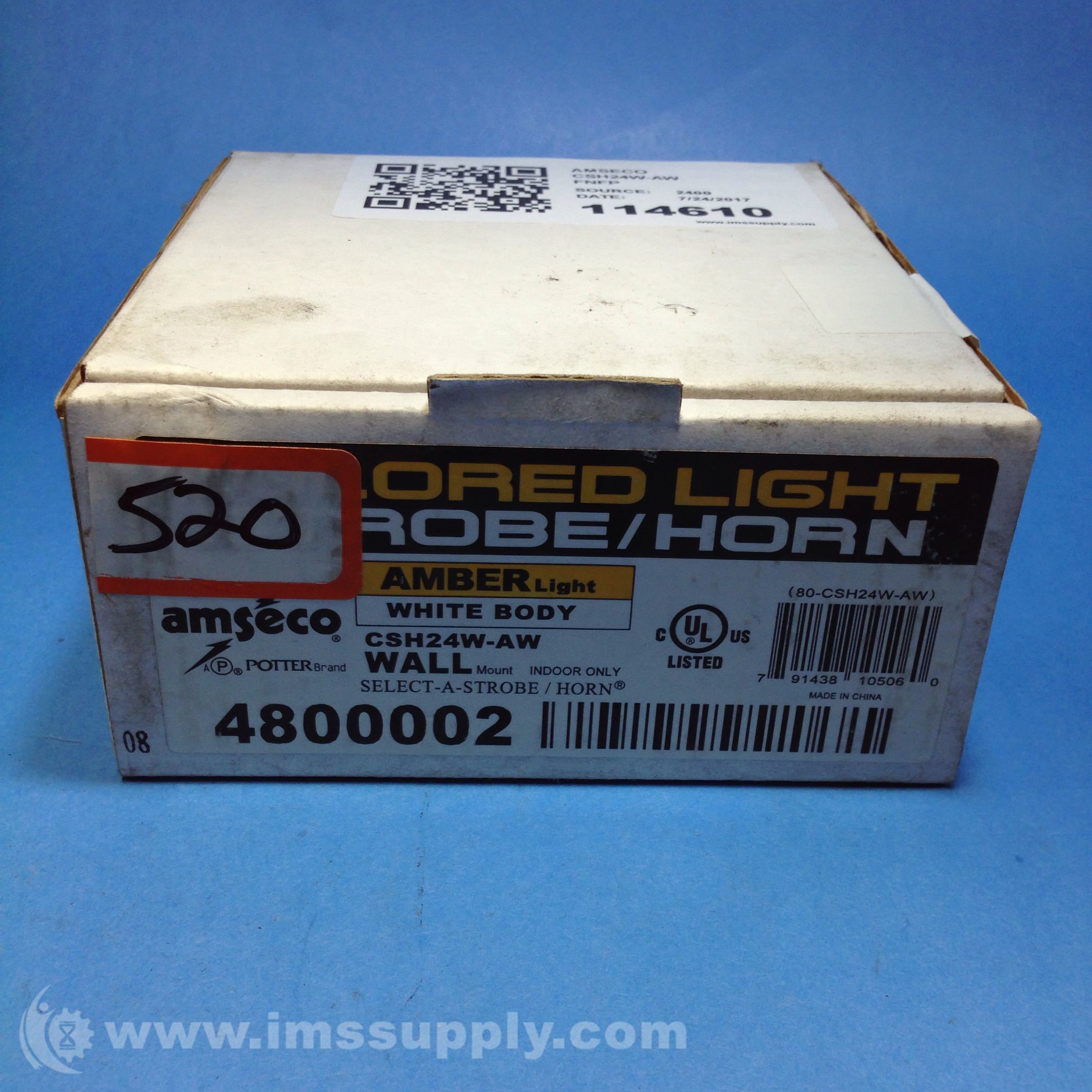 Amseco CSH24W-AW Colored Light Strobe/Horn Amber Light White Body - IMS ...