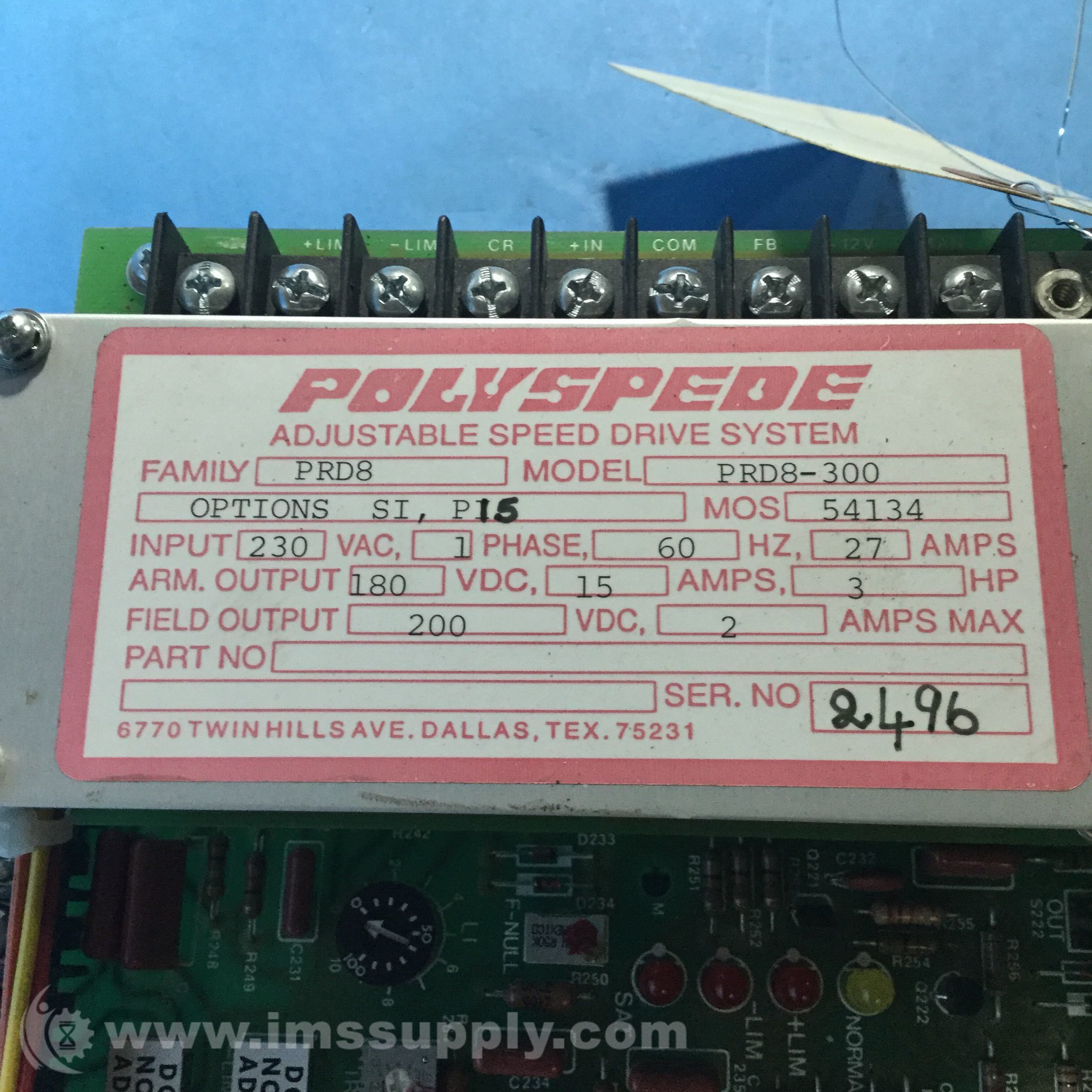 Polyspede PRD8-300 Adjustable Speed Drive System - IMS Supply