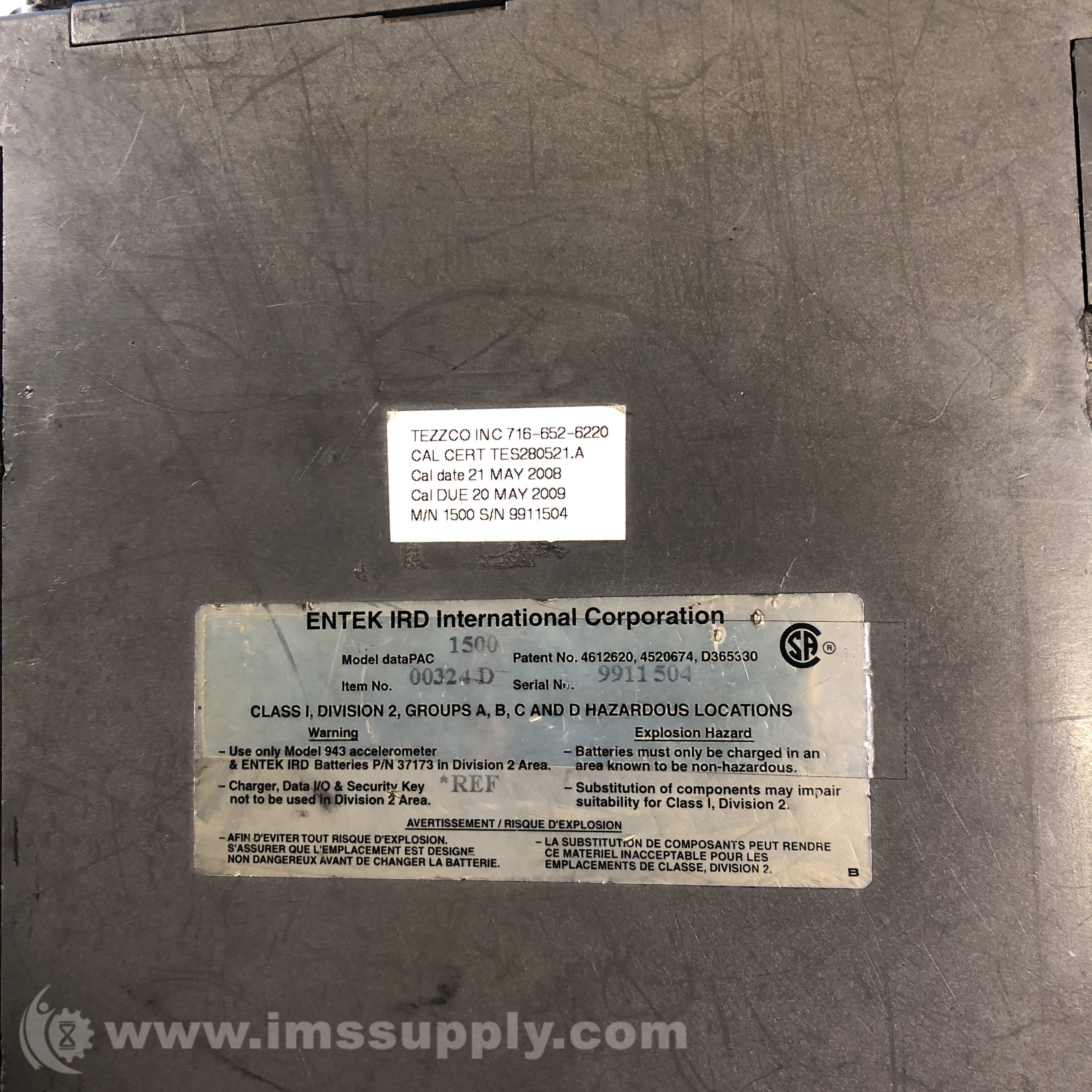 Entek 1500 dataPAC 1500 Portable Data Collector/Analyzer - IMS Supply