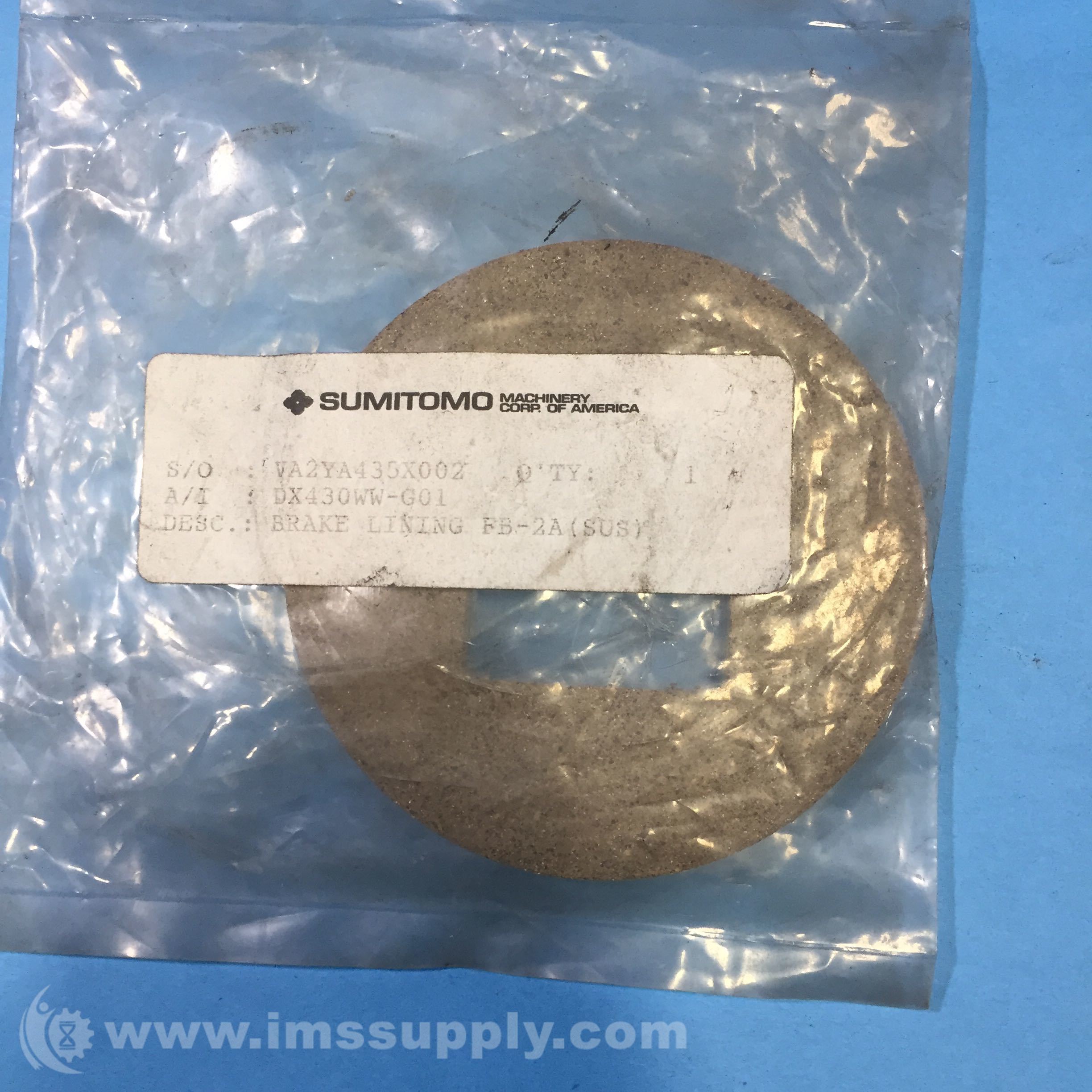Sumitomo DX430WW-G01 Brake Lining for Brake Shoe FB-2A - IMS Supply