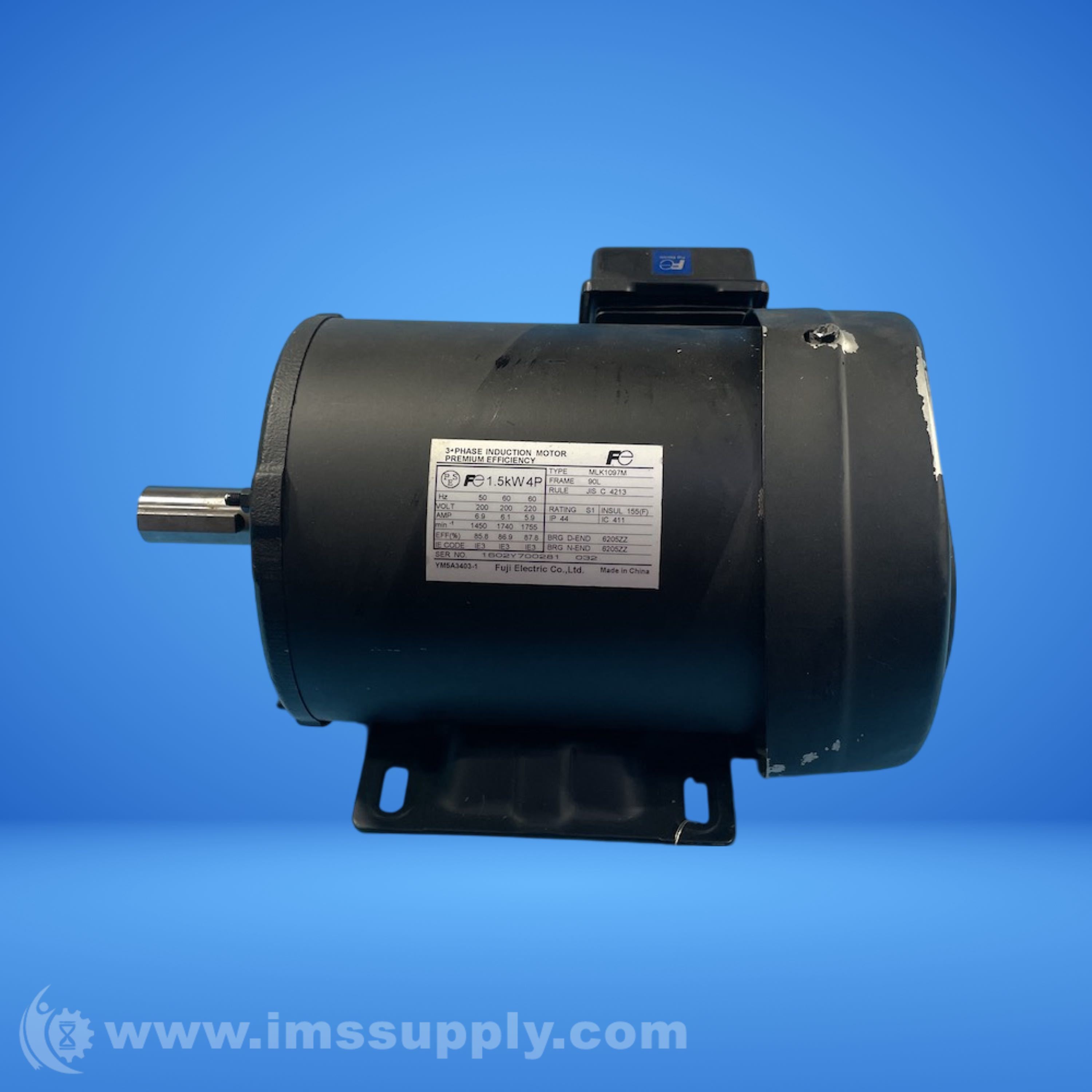 Fuji Electric MLK1097M-4-200V 3 Phase General Purpose Motor - IMS Supply