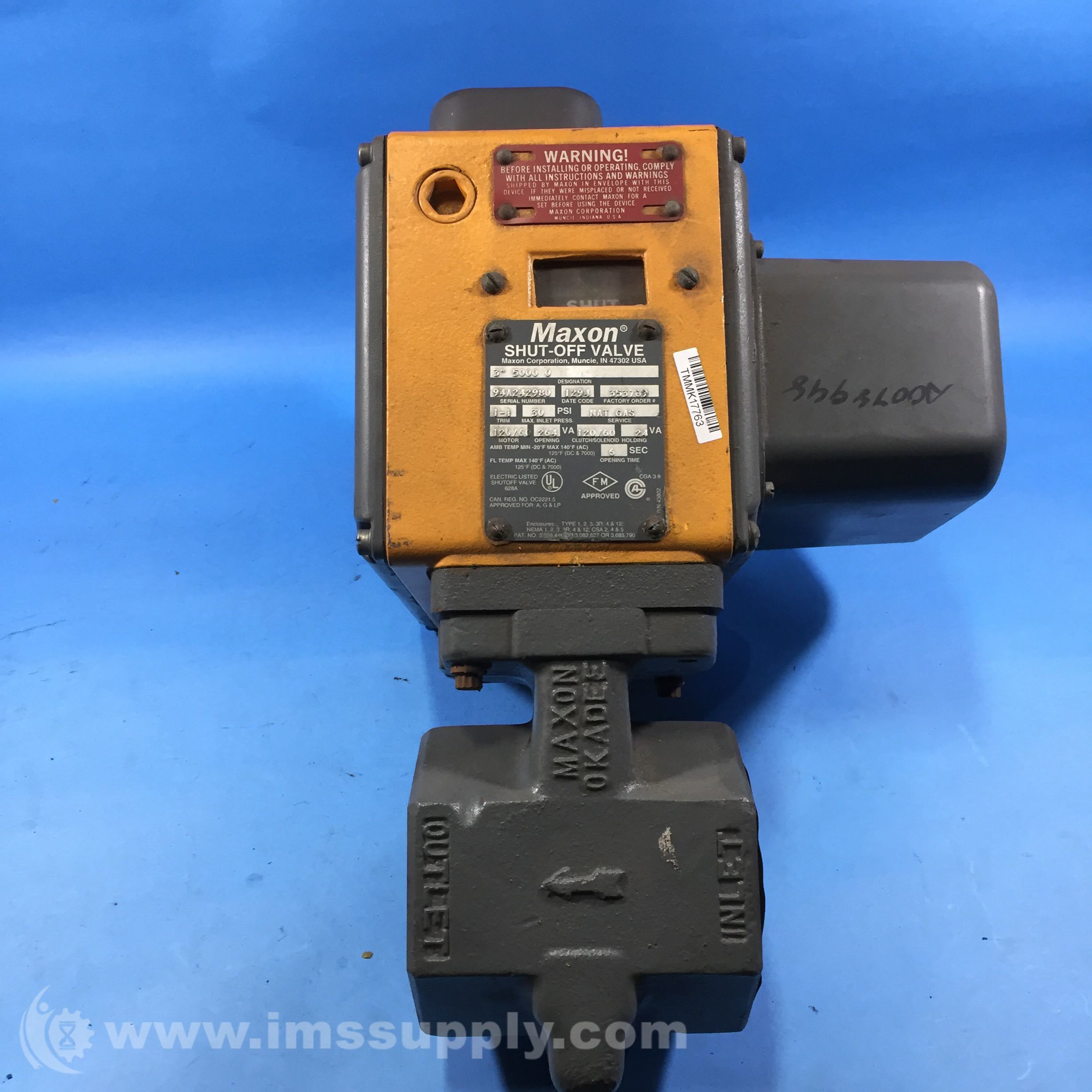 Maxon 3 5000 0 Shut Off Valve, Natural Gas - IMS Supply