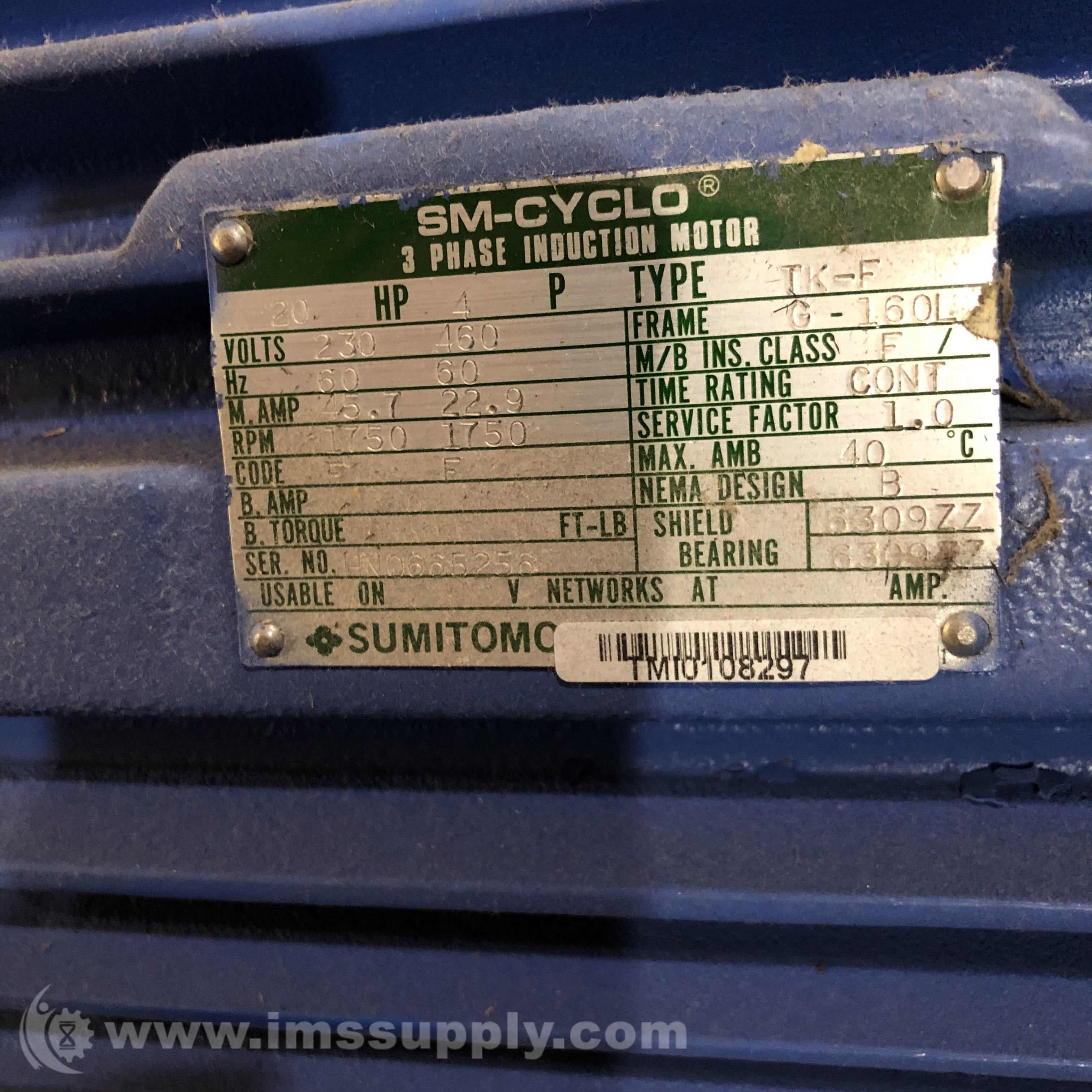 Sumitomo TK-F 3-Phase Induction Motor, G-160L Frame - IMS Supply