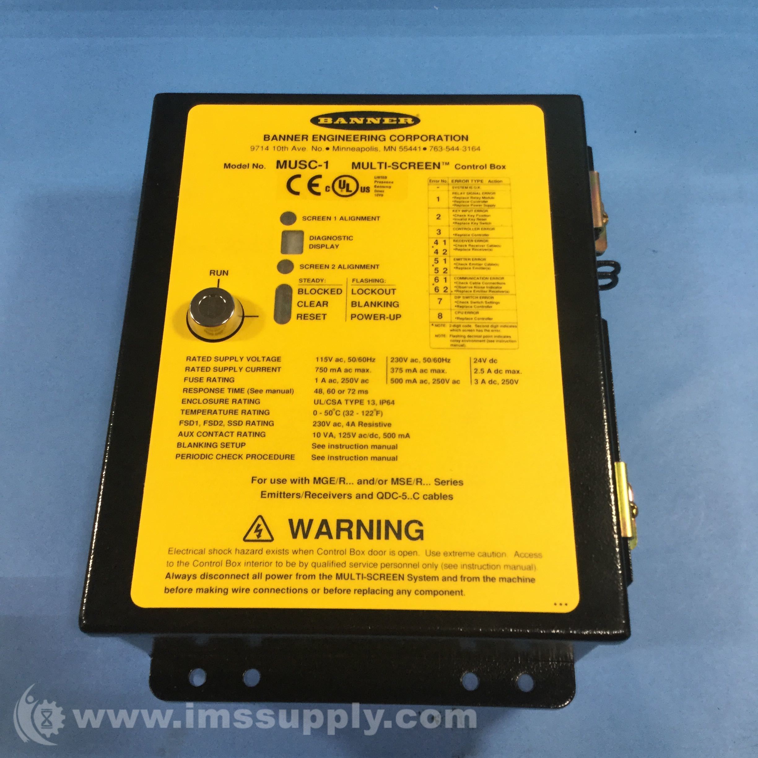 Banner MUSC-1 Multi-Screen Light Curtain Control Box - IMS Supply