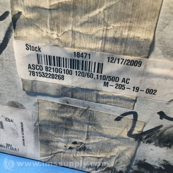 Asco 8210G100 120/60,110/50D AC 2-Way Solenoid Valve - IMS Supply