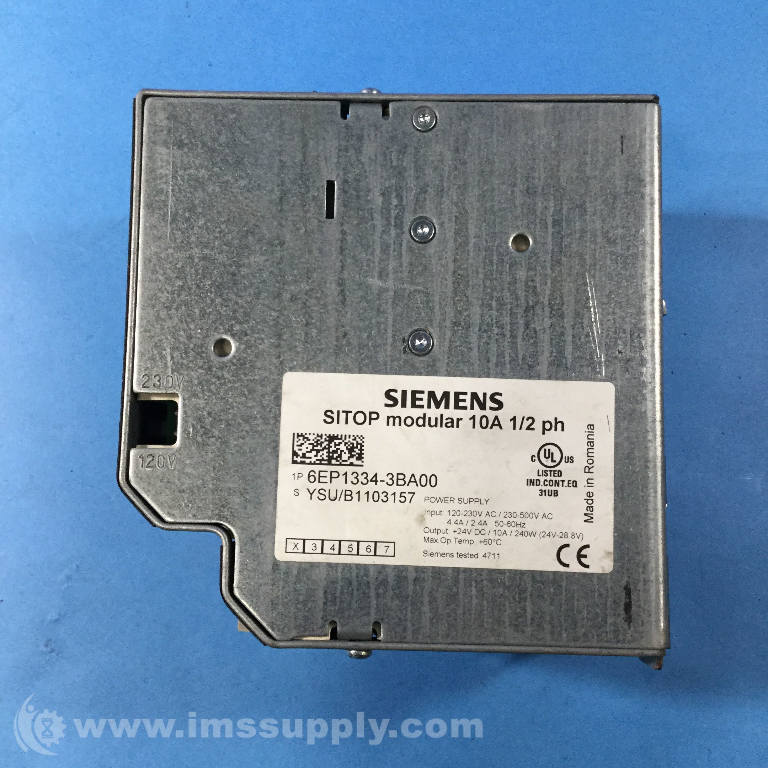 Siemens 6EP1-334-3BA00 Power Supply, 10AMP 2PH 120/230-480VAC 24V - IMS ...