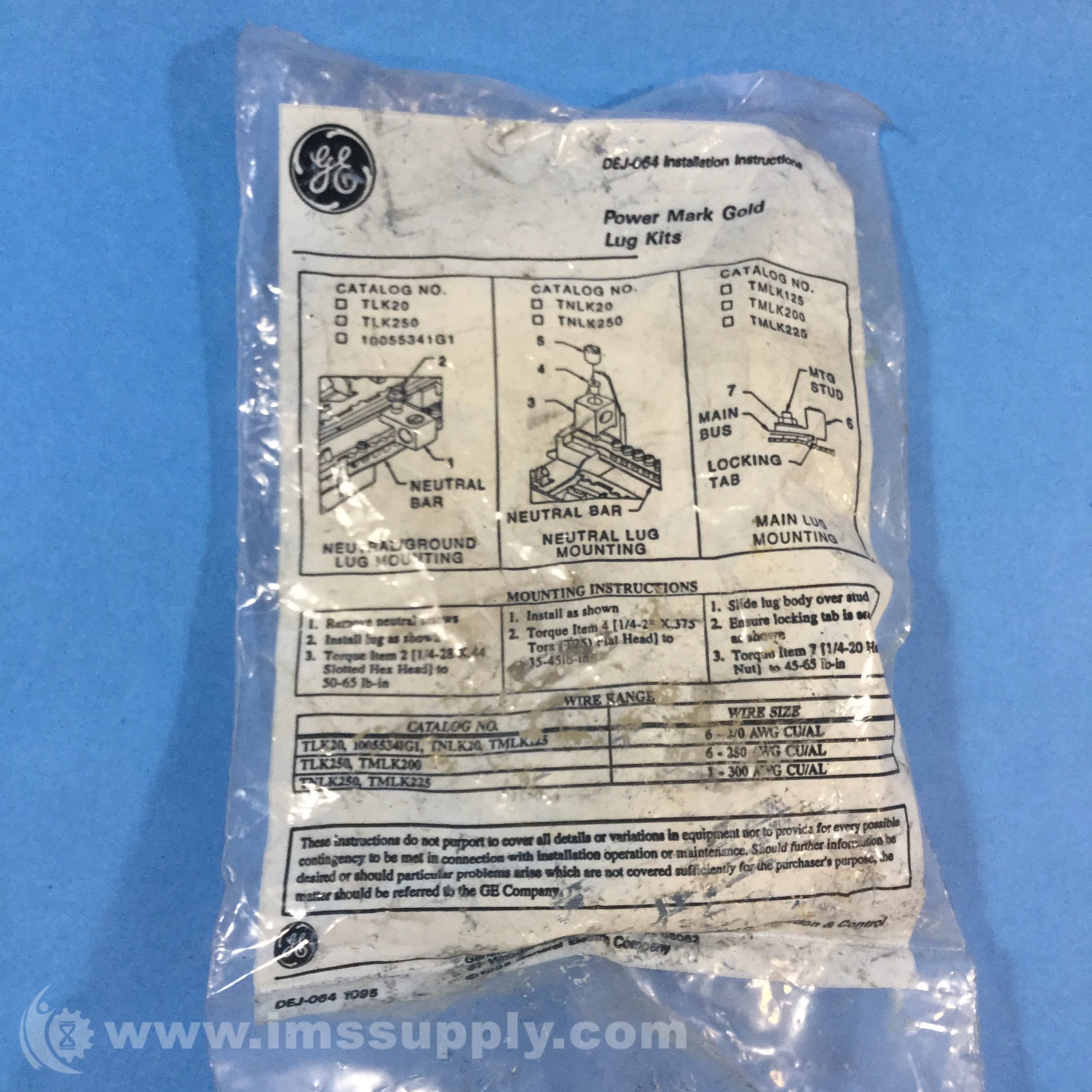 General Electric TLK20 Neutral/Ground Lug Kit - IMS Supply