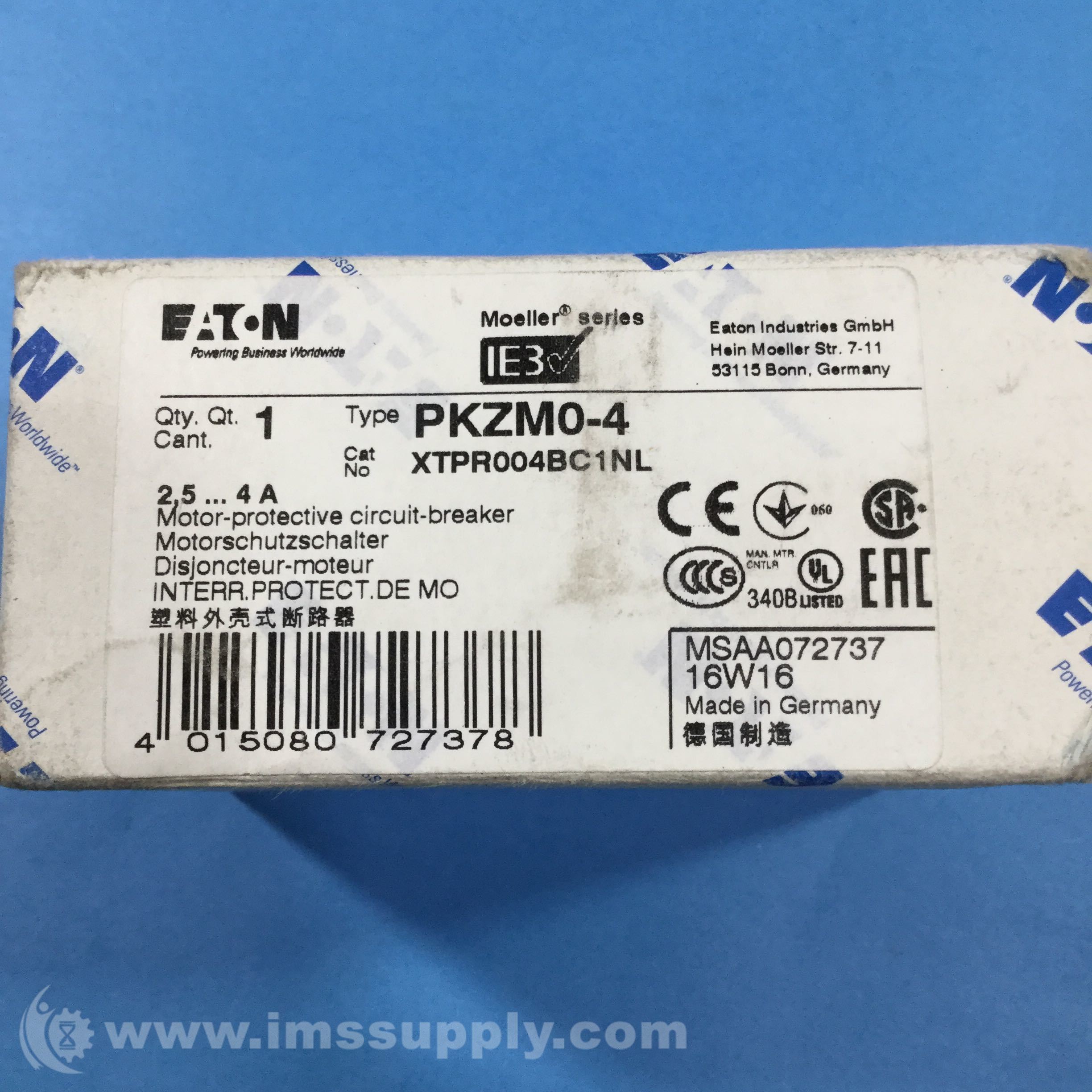 Eaton Corporation PKZM0-4 Motor Protective Device - IMS Supply