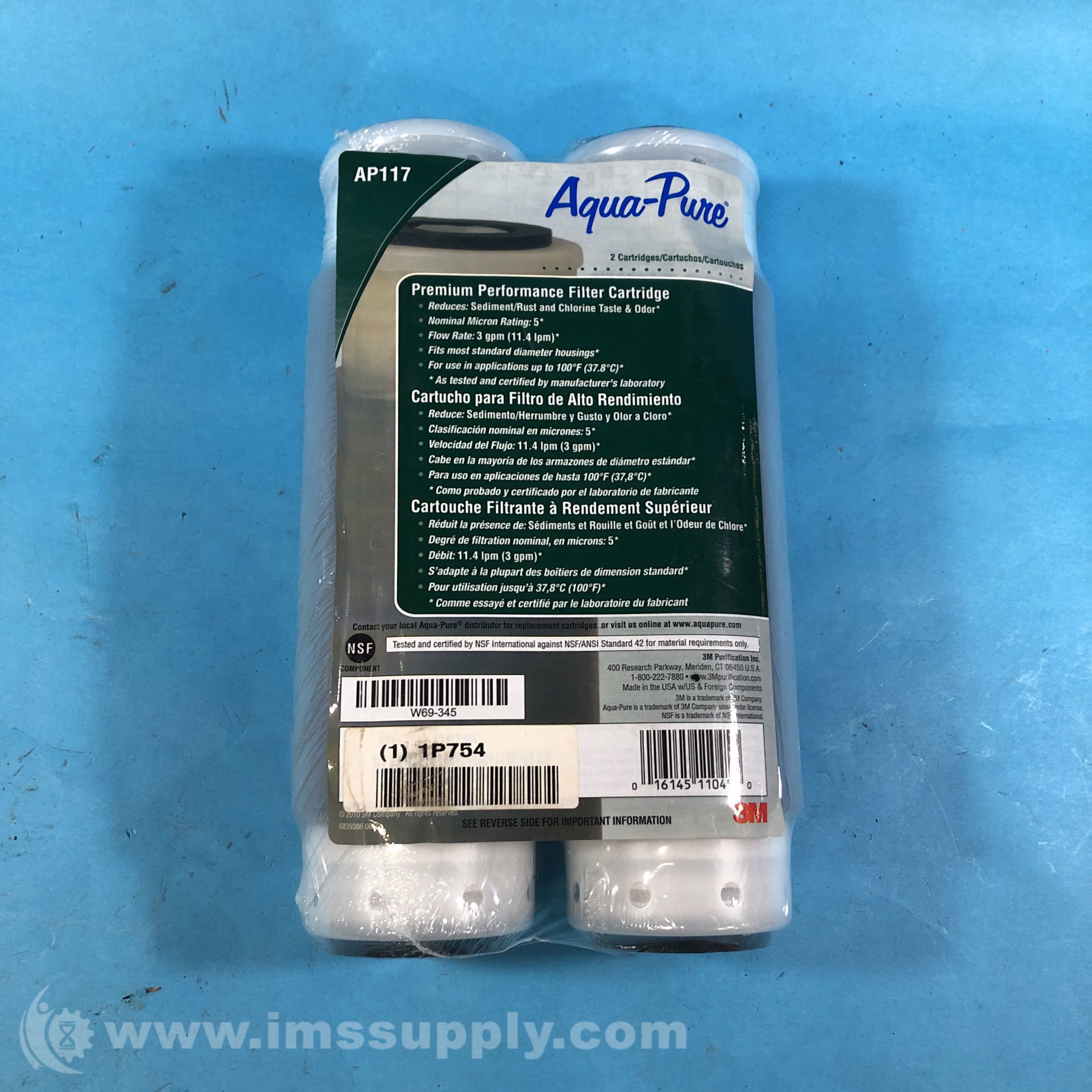 3M AP117 Pack of 2 Aqua-Pure Sump Water Filter Cartridges - IMS Supply