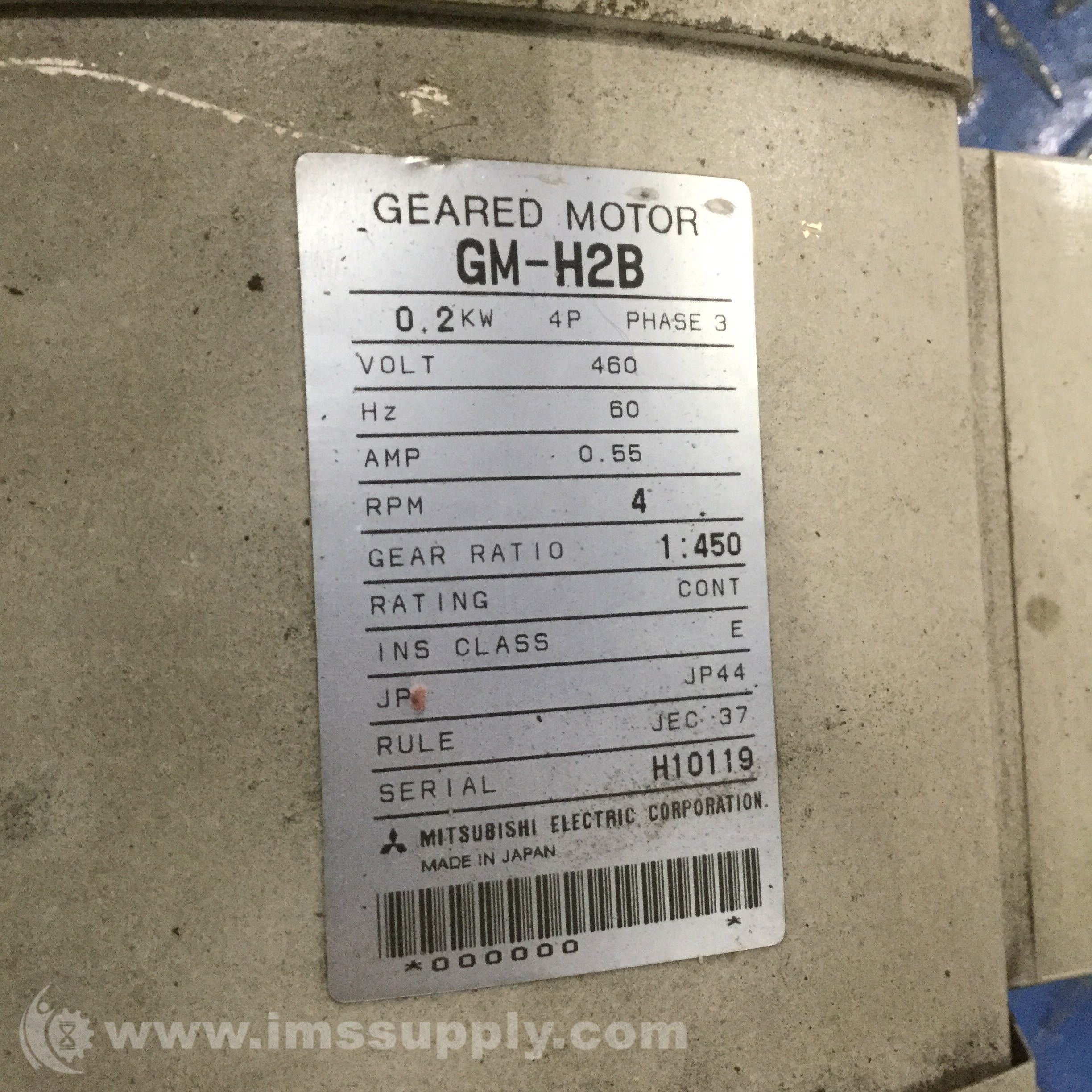Mitsubishi Electric Corp GM-H2B 3-Phase Geared Motor - IMS Supply