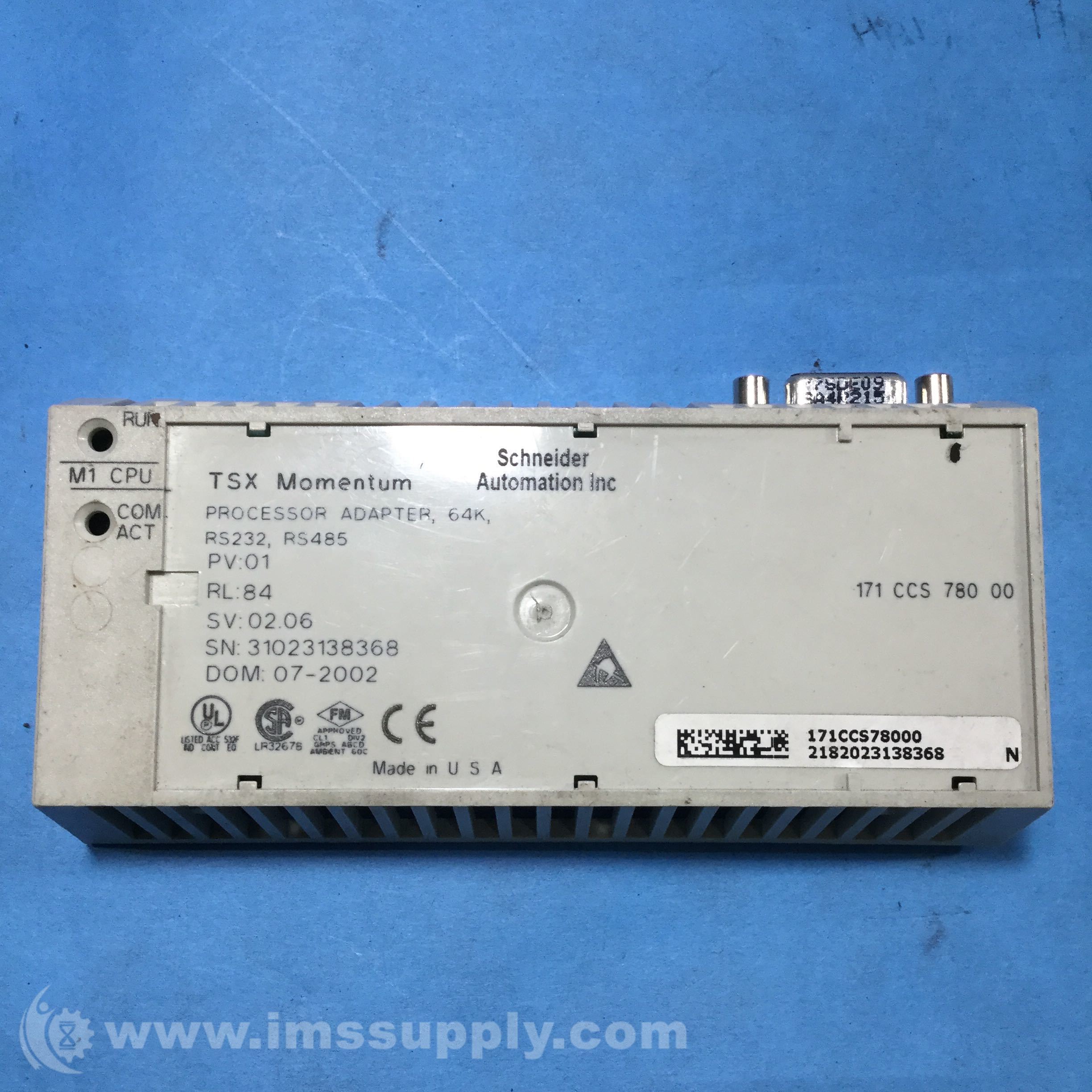 Schneider 171CCS78000 Processor Adapter - IMS Supply