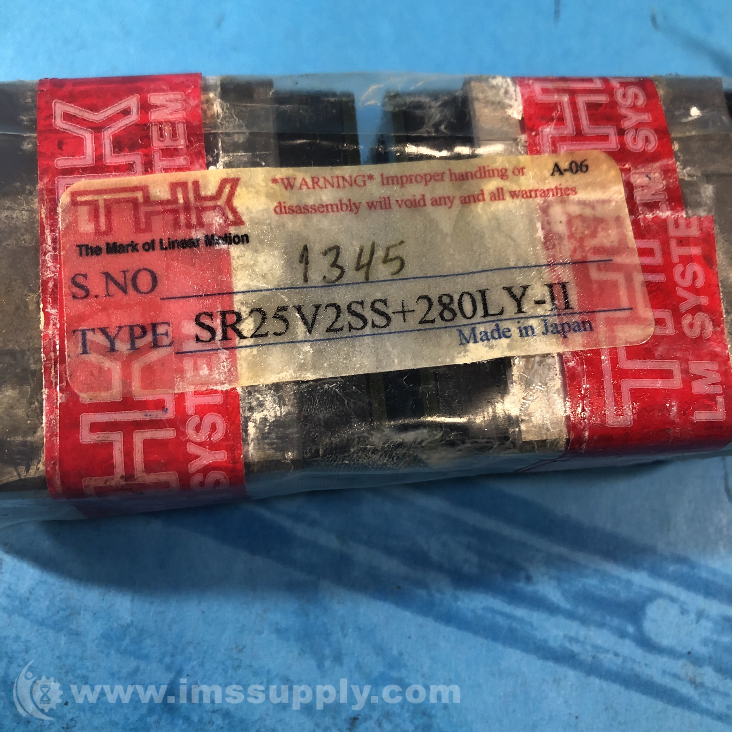 THK SR25V2SS+280L-II Linear Guide Rail and 2 Blocks - IMS Supply