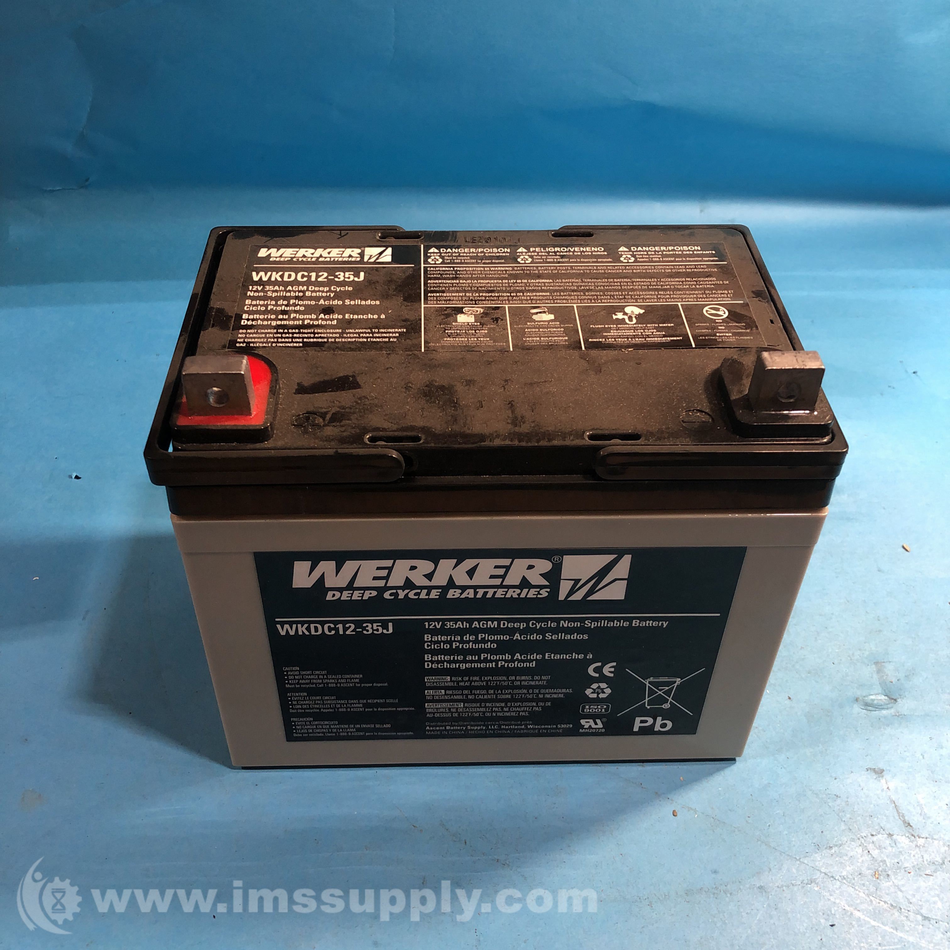 Werker Batteries WKDC12-35J Battery, 12V 35 Ah - IMS Supply