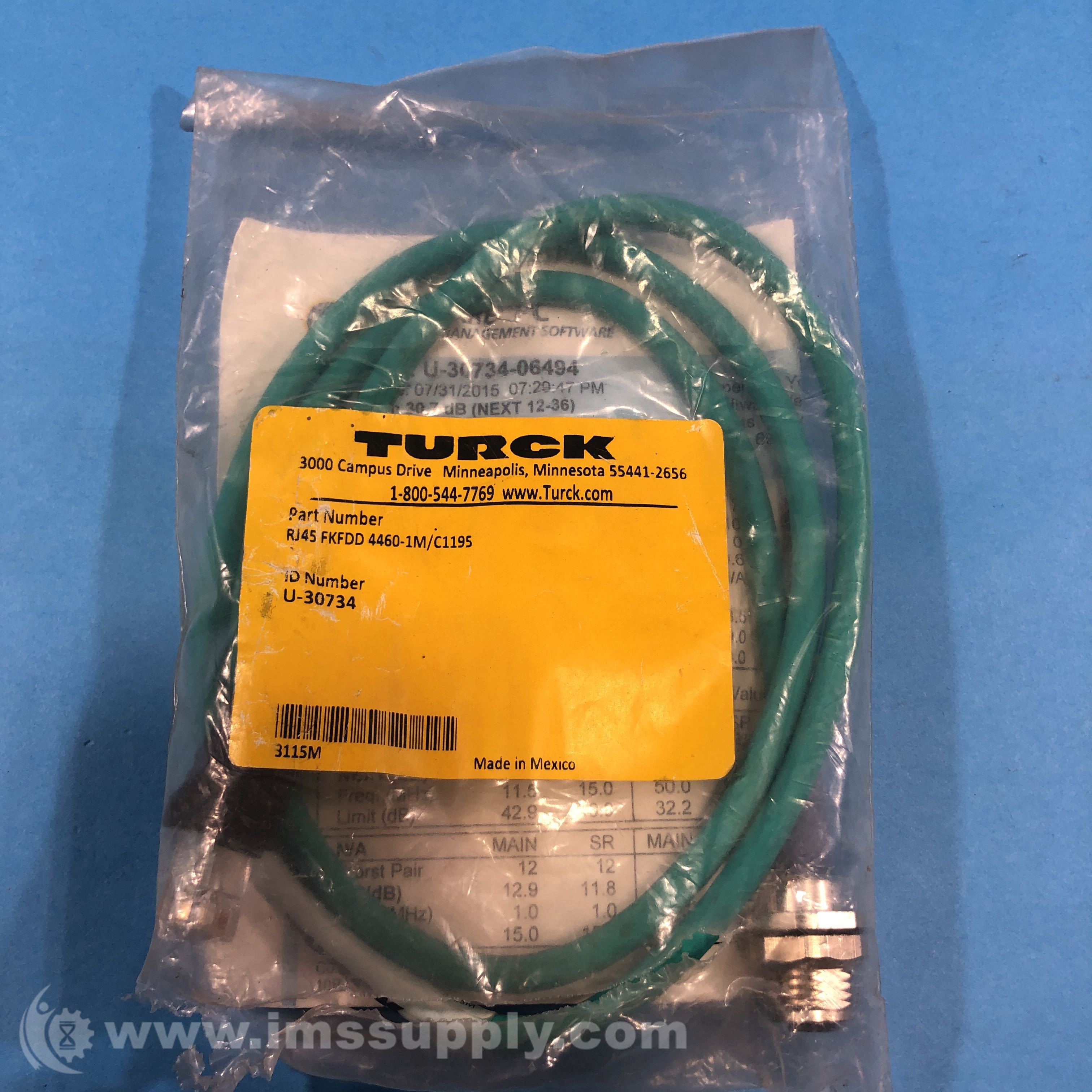 Turck RJ45 FKFDD 4460-1M/C1195 Panel-Mount Bulkhead Connector - IMS Supply