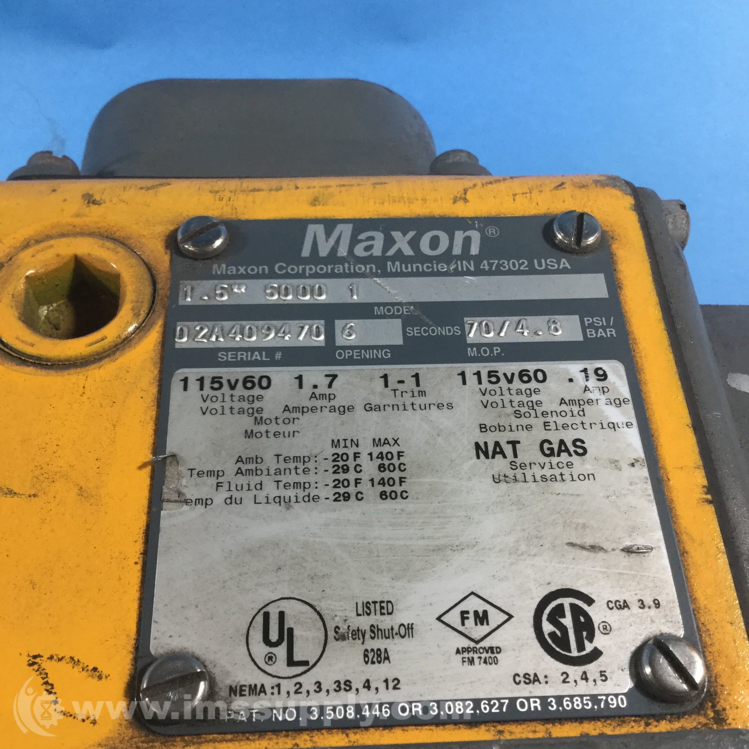Maxon 1.5 5000 1 Electromechanical Gas Shut-Off Valve - IMS Supply