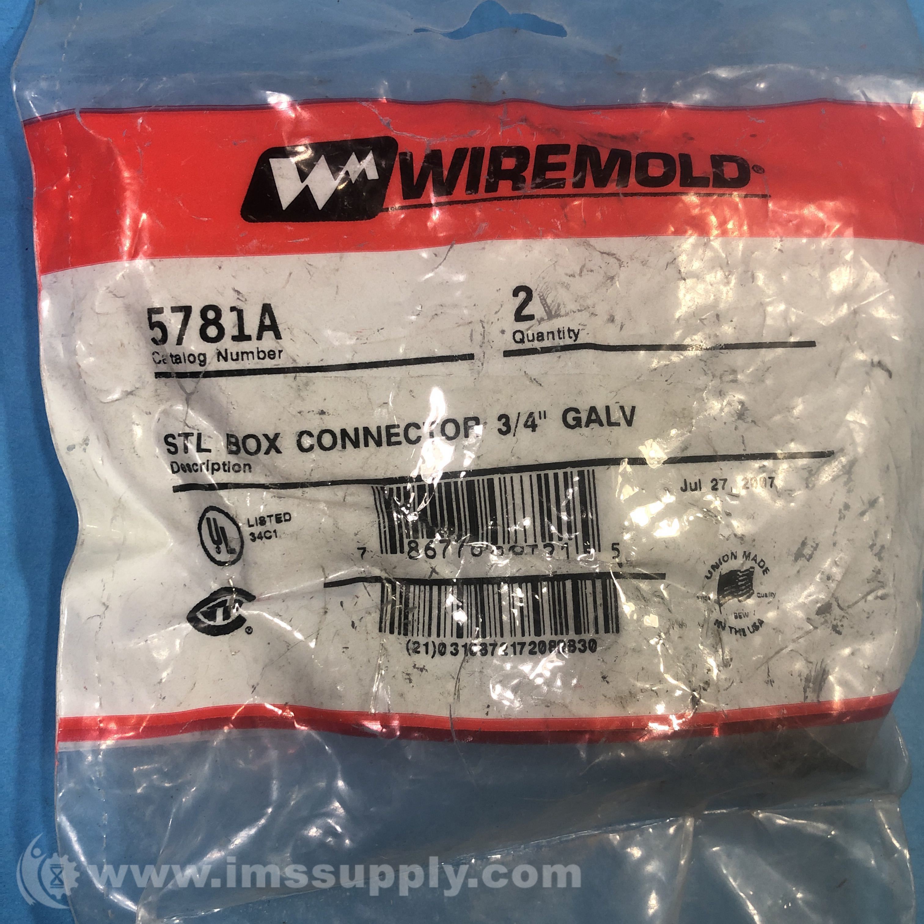 Wiremold 5781A Steel Box Connector 3/4 In; Galvanized Finish - IMS Supply
