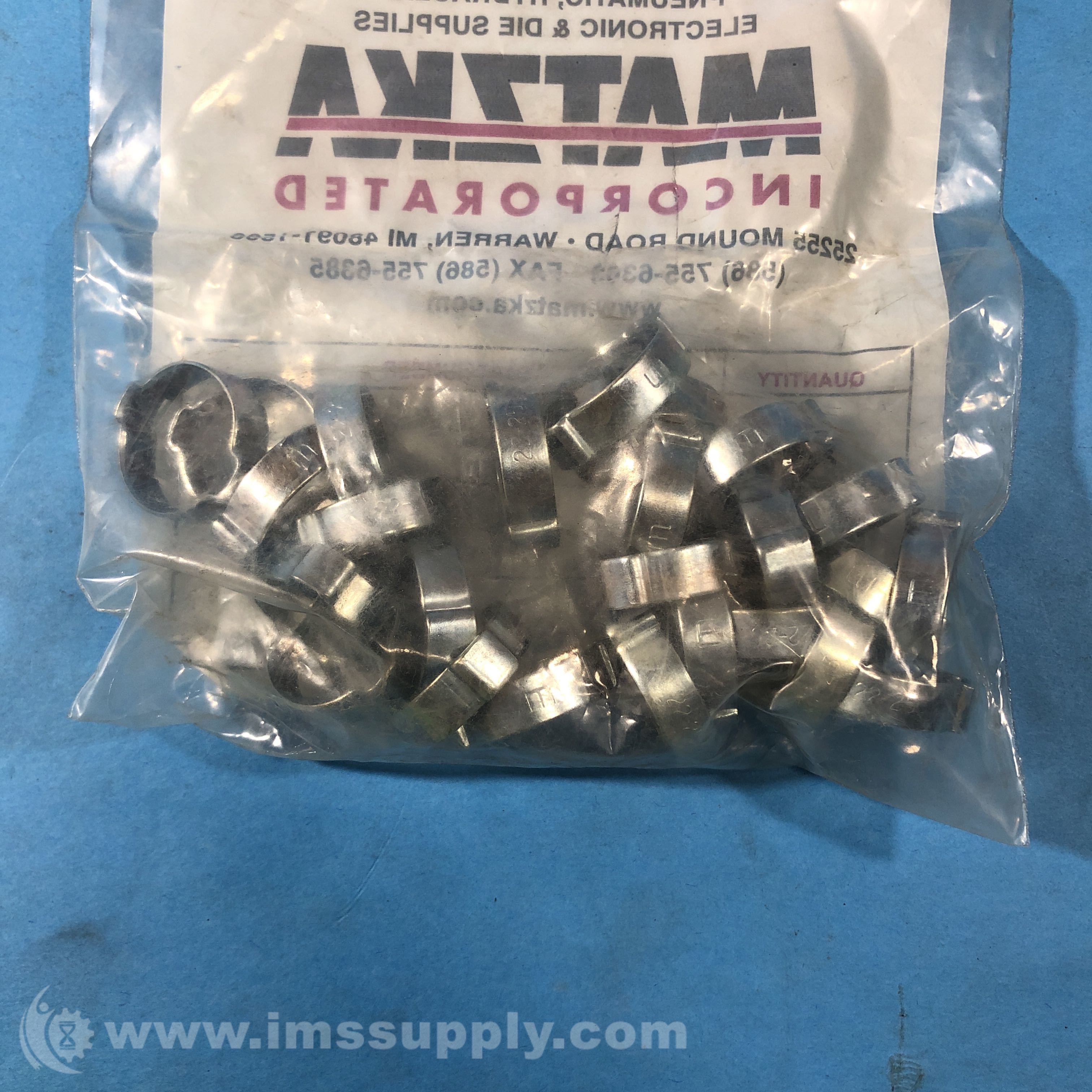 Matzka Incorporated 2225 Bag of 25 Steel Double Ear Clamps - IMS Supply