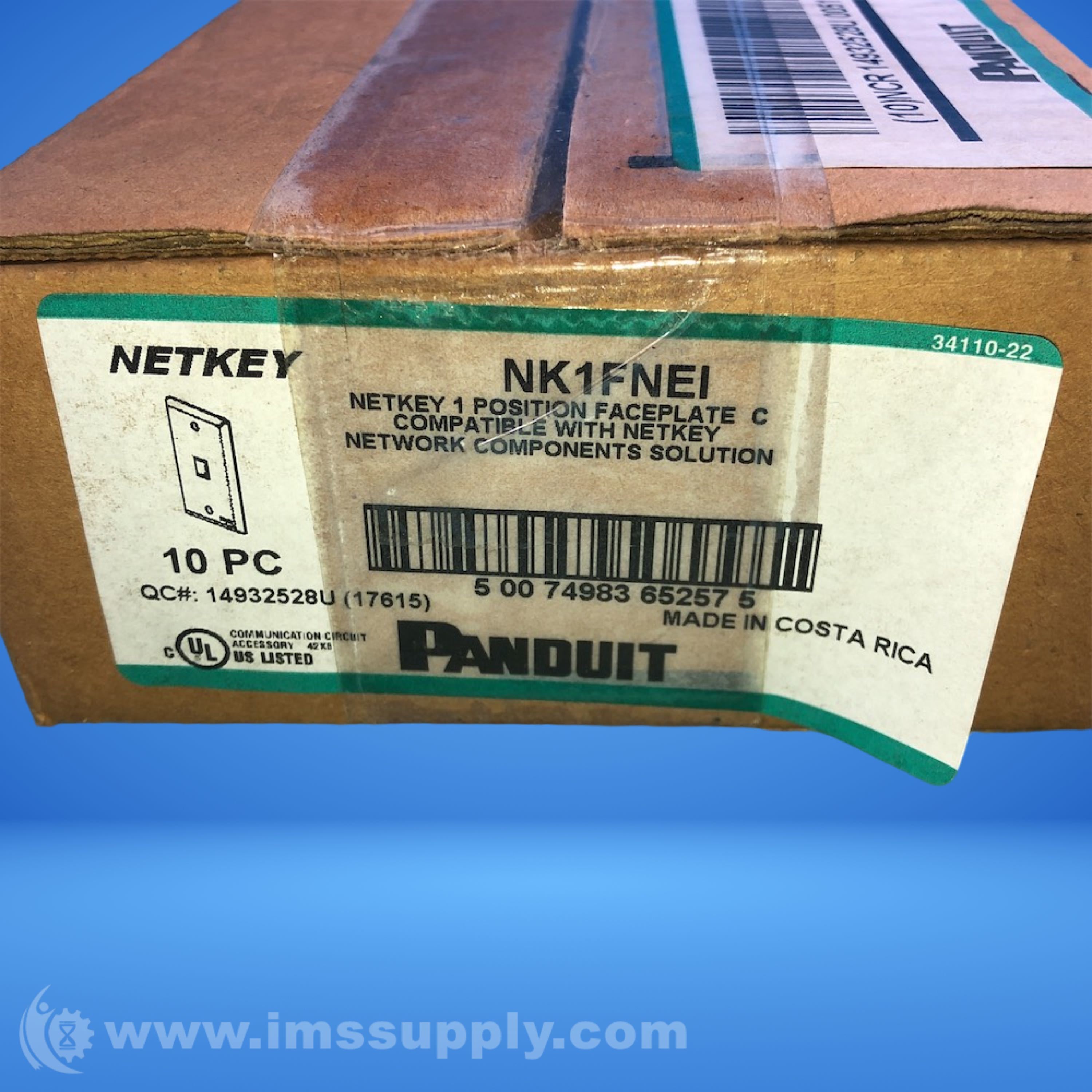 Panduit NetKey NK1FNEI Faceplate Box of 10 - IMS Supply
