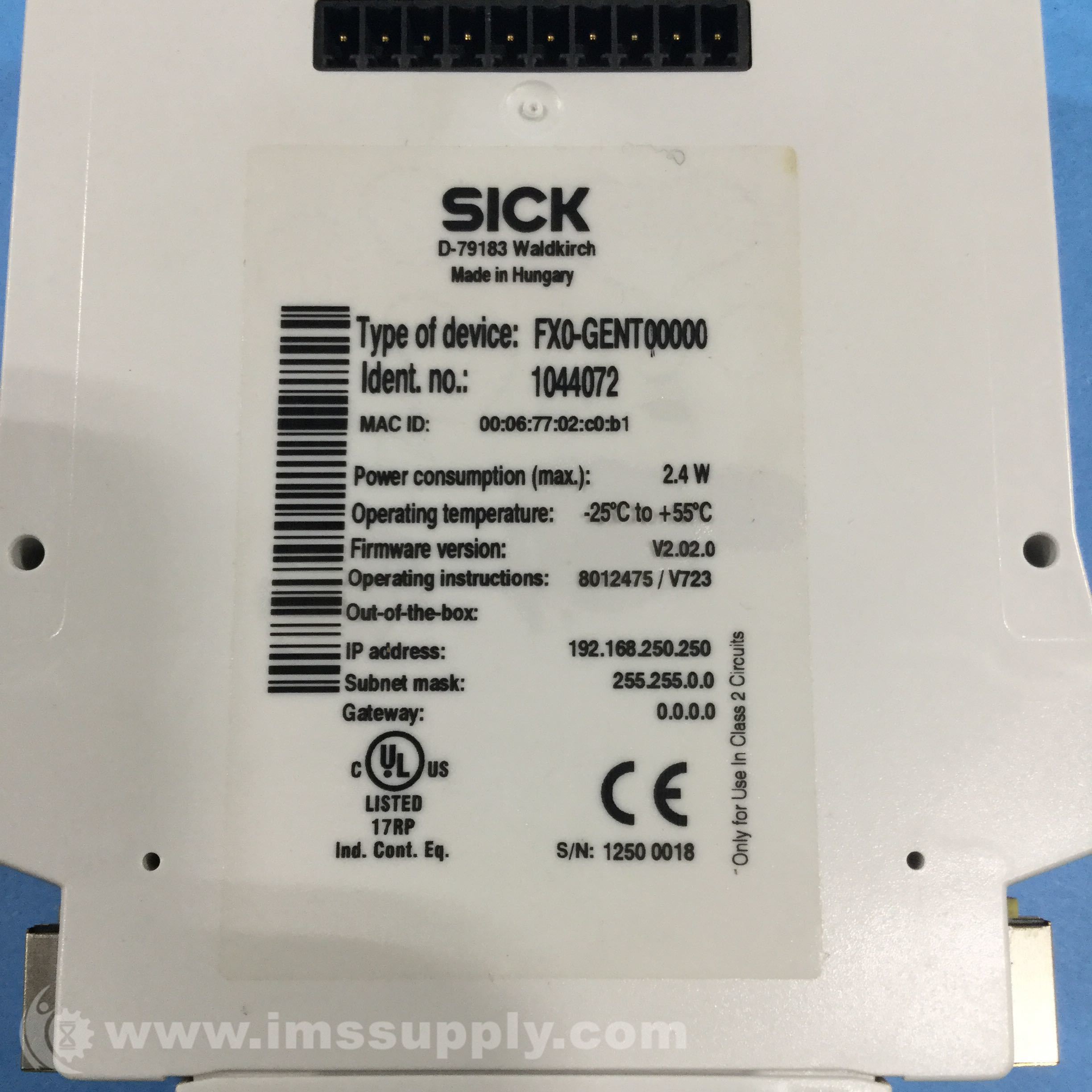 SICK 1044072 Flexi Soft Ethernet/IP Diagnostic/Gateway Module - IMS Supply