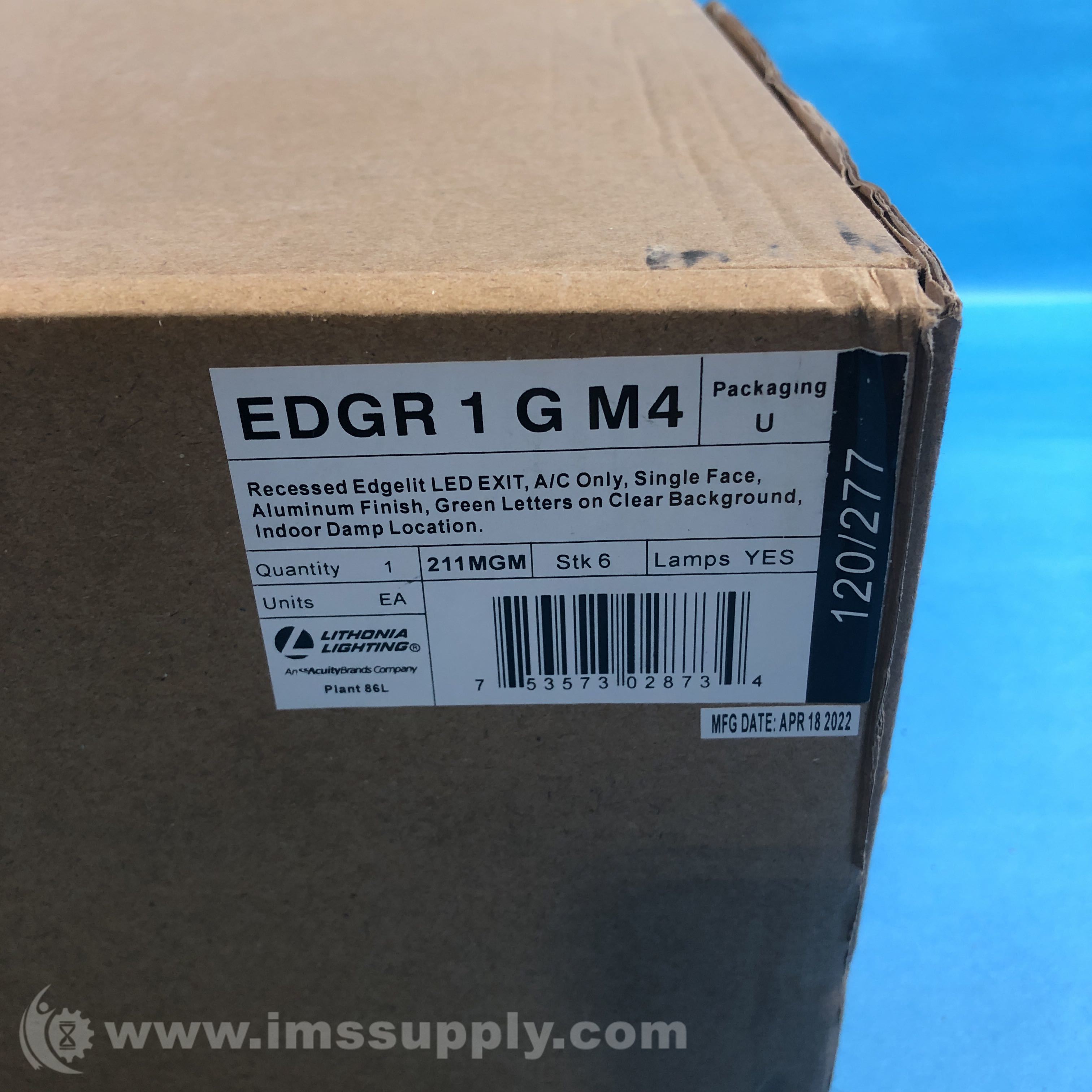 Lithonia Lighting EDGR 1 G M4 Recessed Edge-Lit LED Exit Sign - IMS Supply